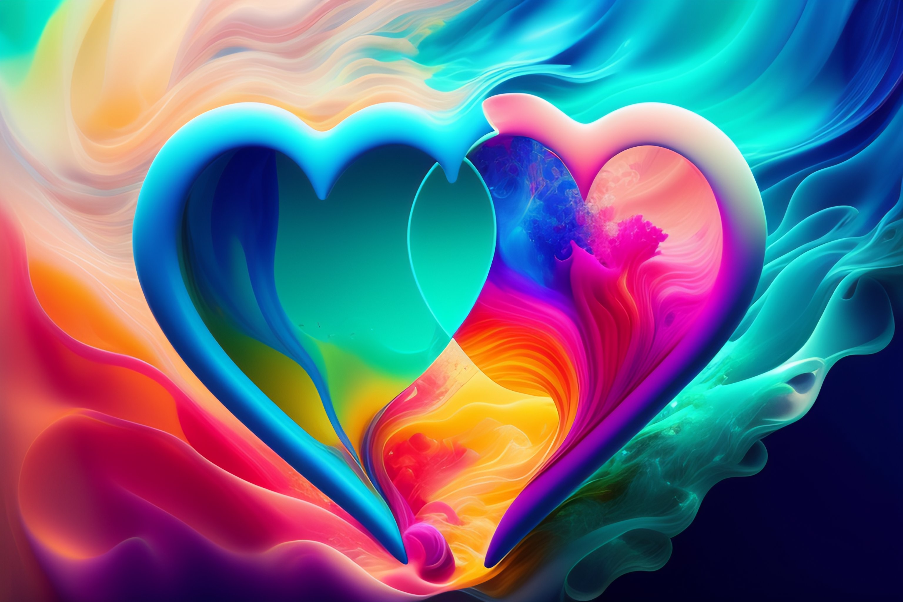 Lexica - Abstract colorful underwater ink art of two girls in love ...