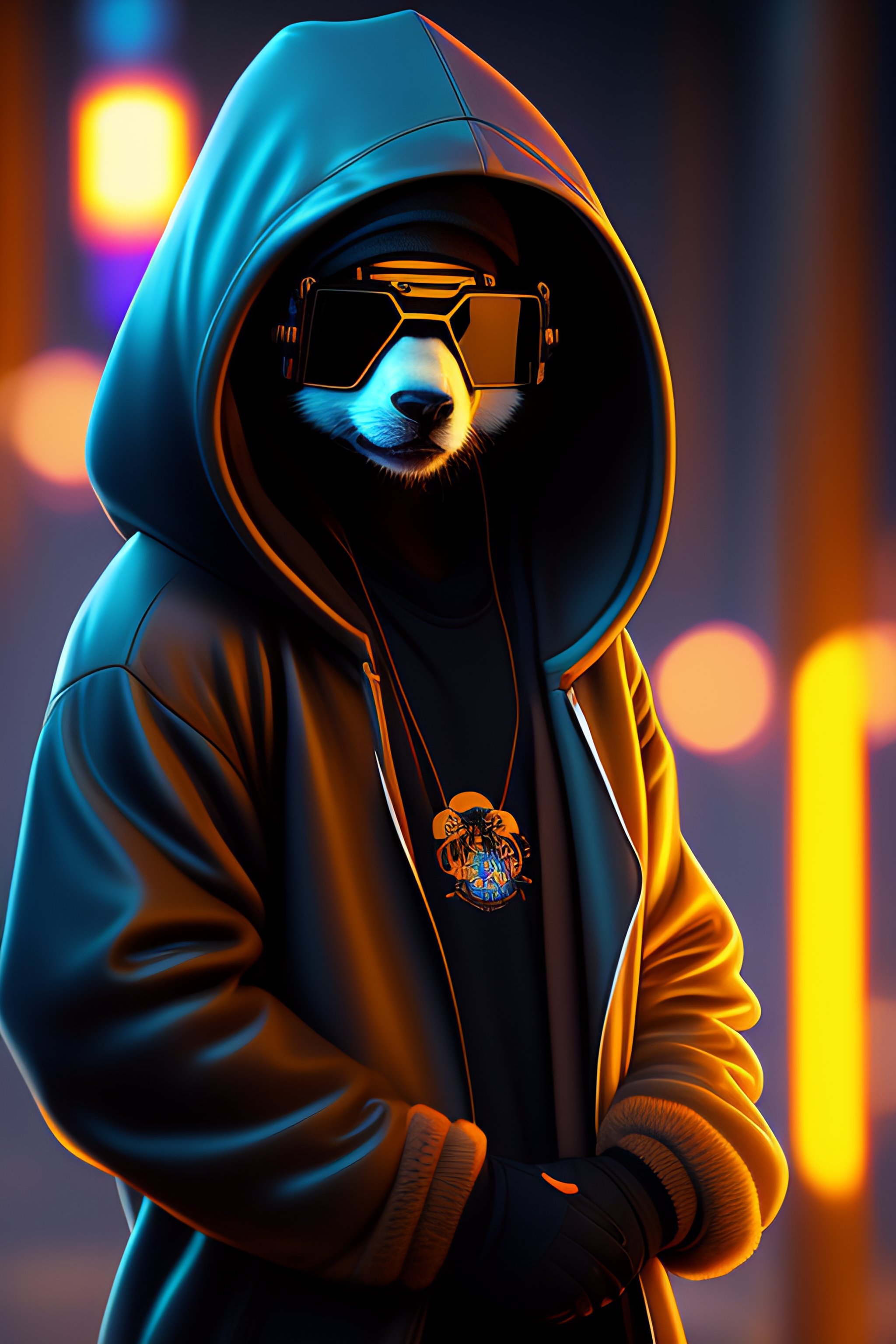 Lexica - 2D comic art of panda, hacker wearing hoodie,computer ...