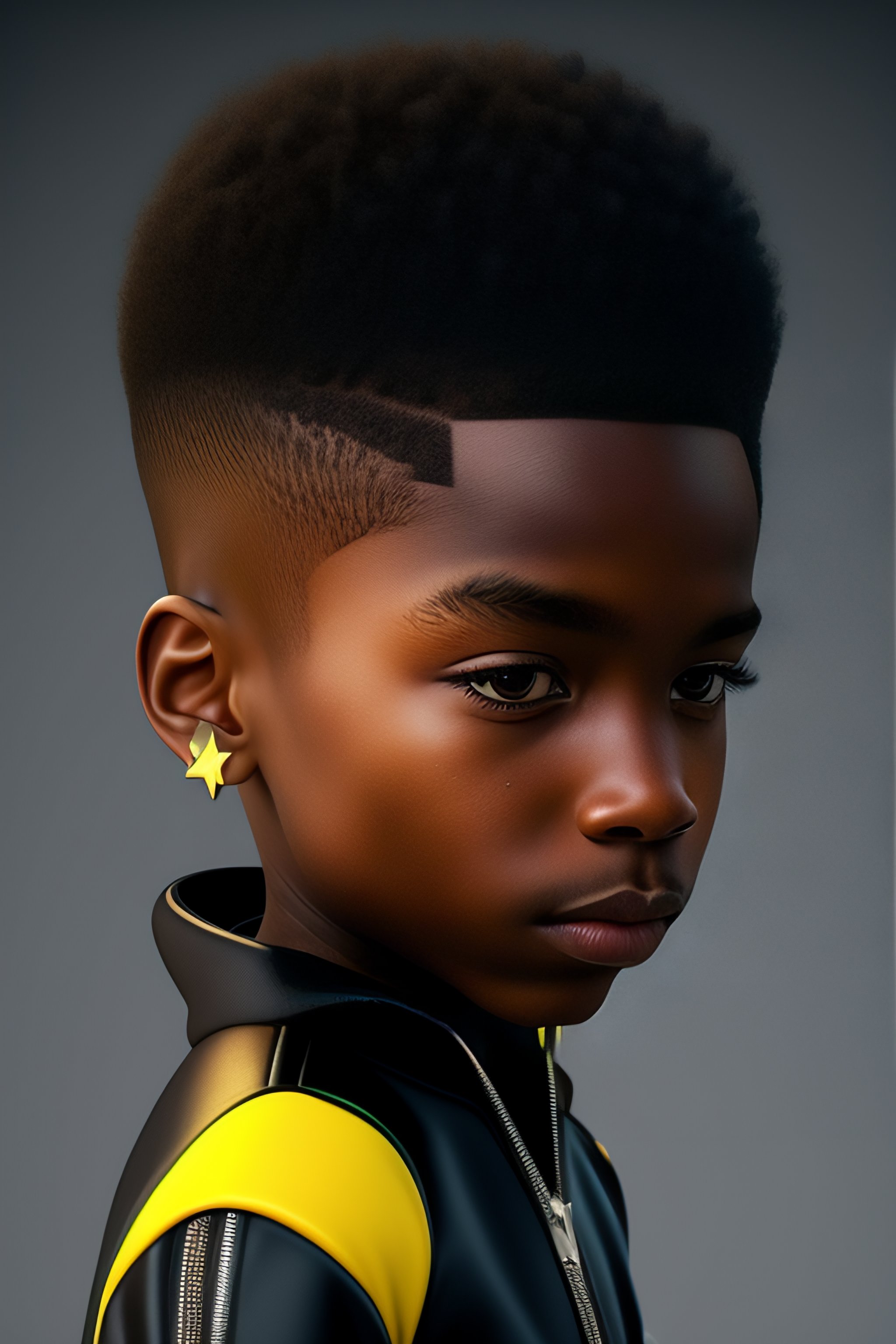 Lexica - Nigga boy in black zipper top, earring, pixar style, 3d style ...