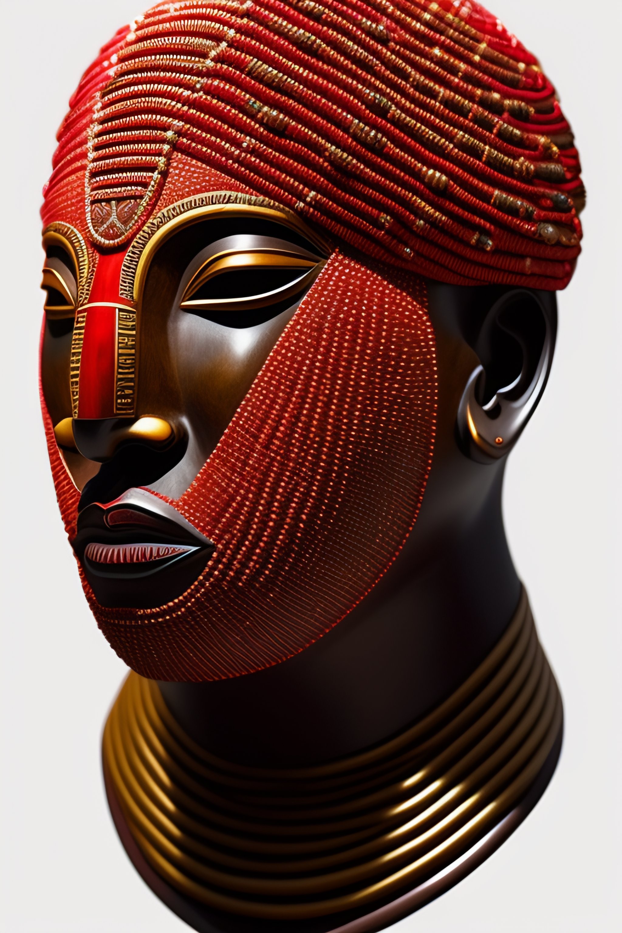 Lexica - Pencil ultradetailed sketch of the necromancer Benin mask, red ...