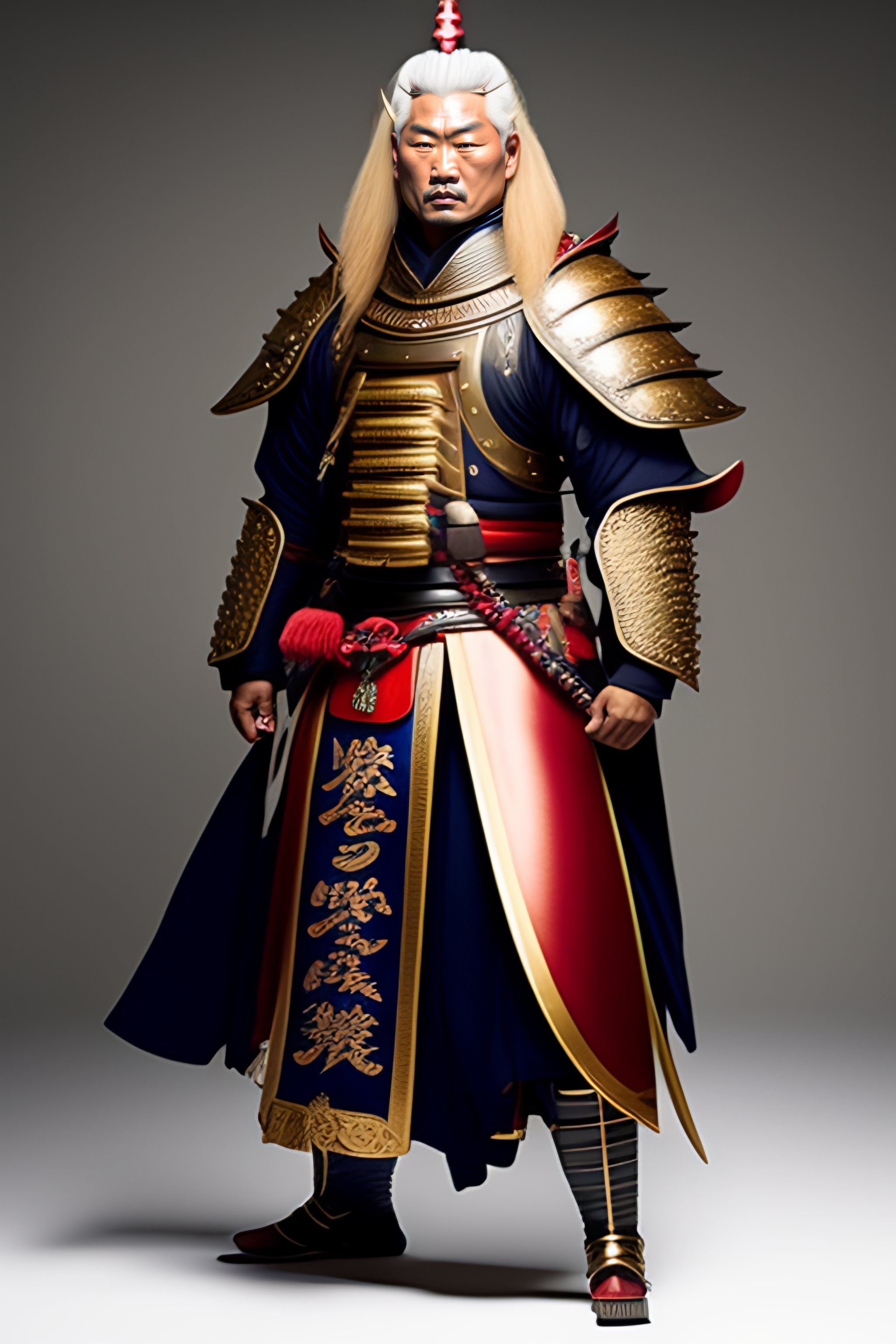 Lexica - Full body shot of a samurai wearing authentic historical armor ...