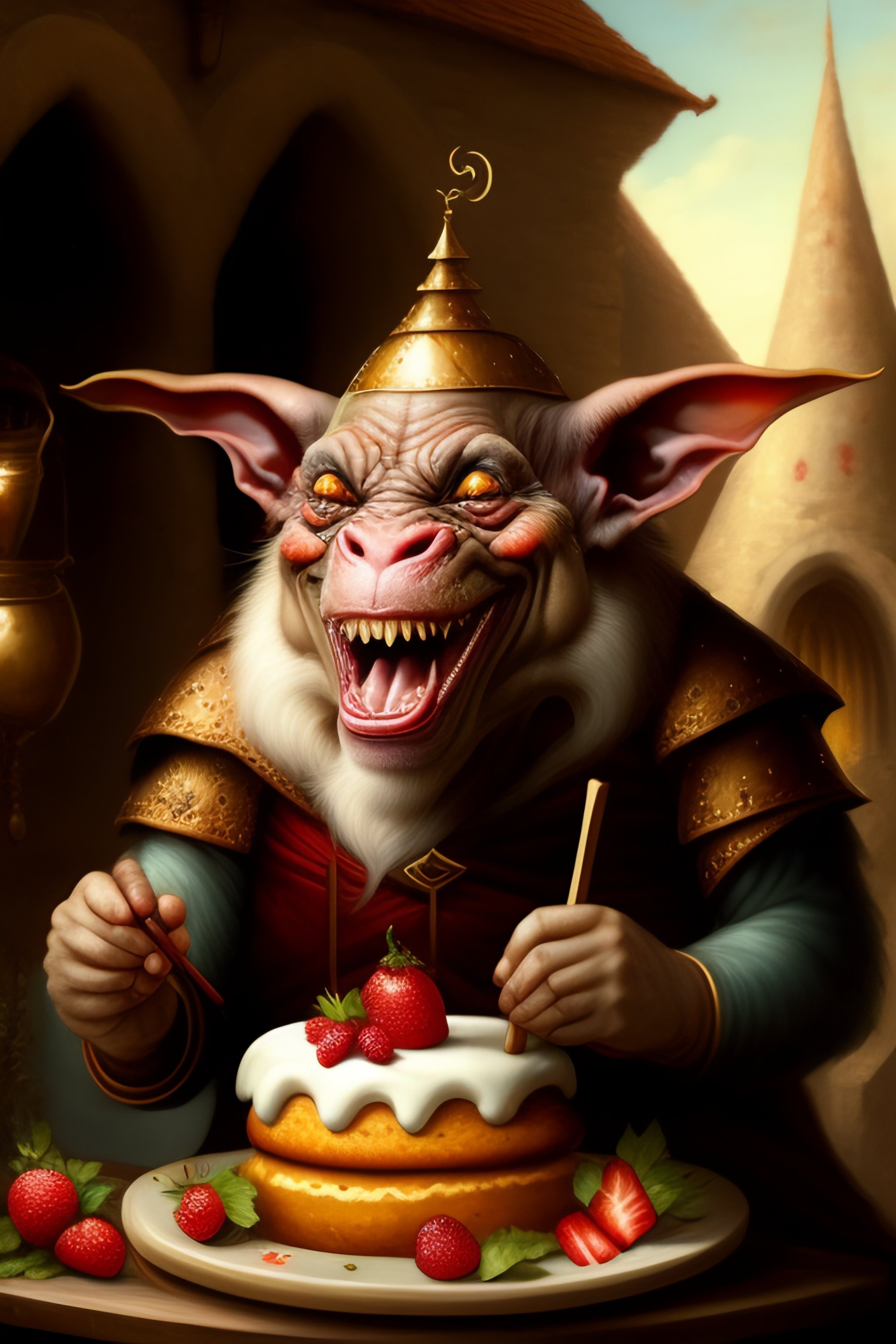 Lexica - Medieval goblin eating cakes painted by hieronymus bosch ...