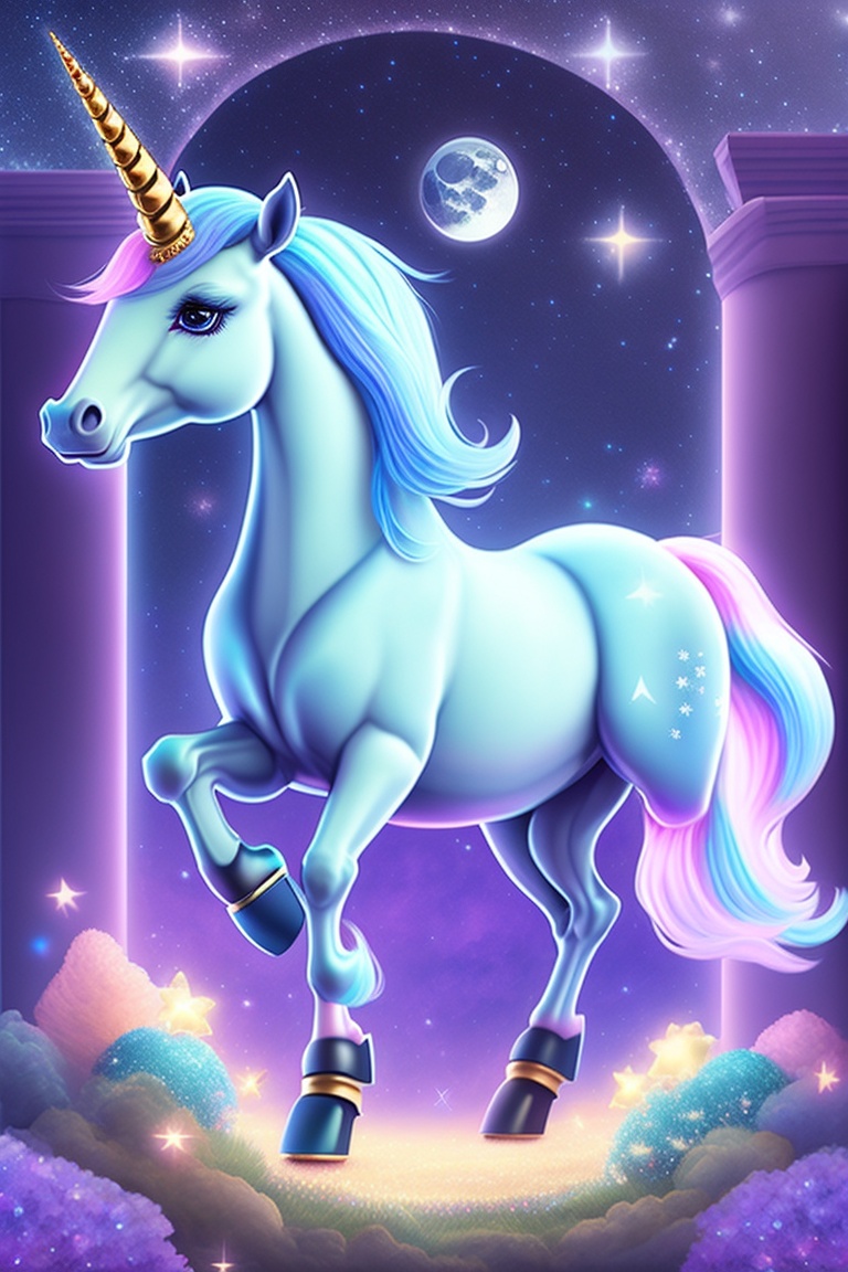 Lexica - Every night, when the moon was high in the sky, Sparkle unicorn would embark on ...
