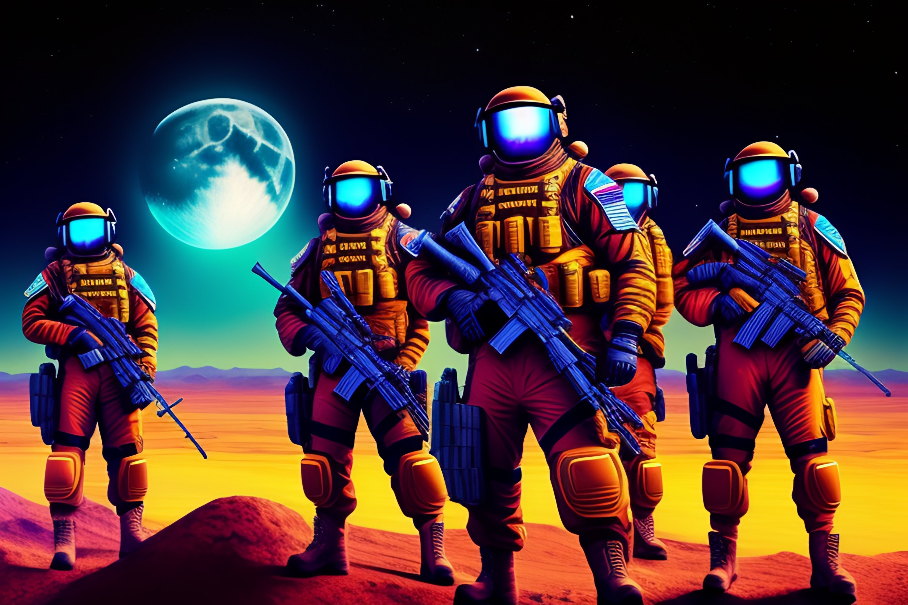 Lexica - Five neon rabbits from the special forces unit, dressed in ...