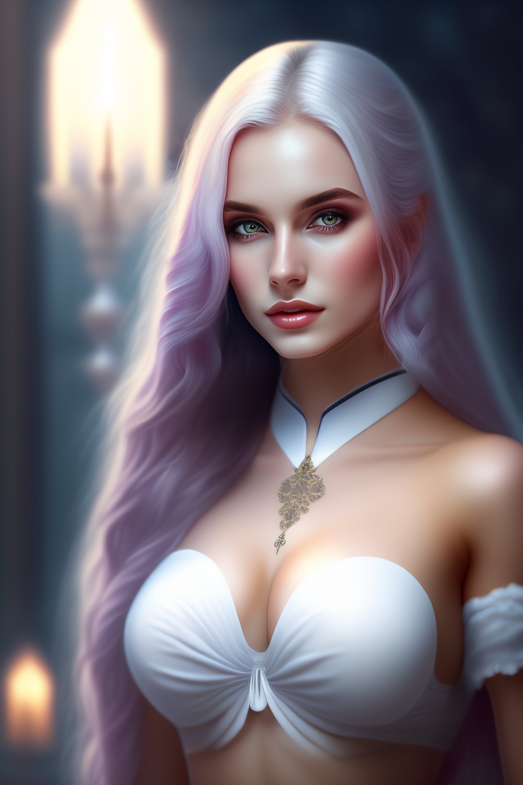 Lexica - White demon girl, beautiful, nuid, fullbody shot, flirted, pale skin, norway girl,