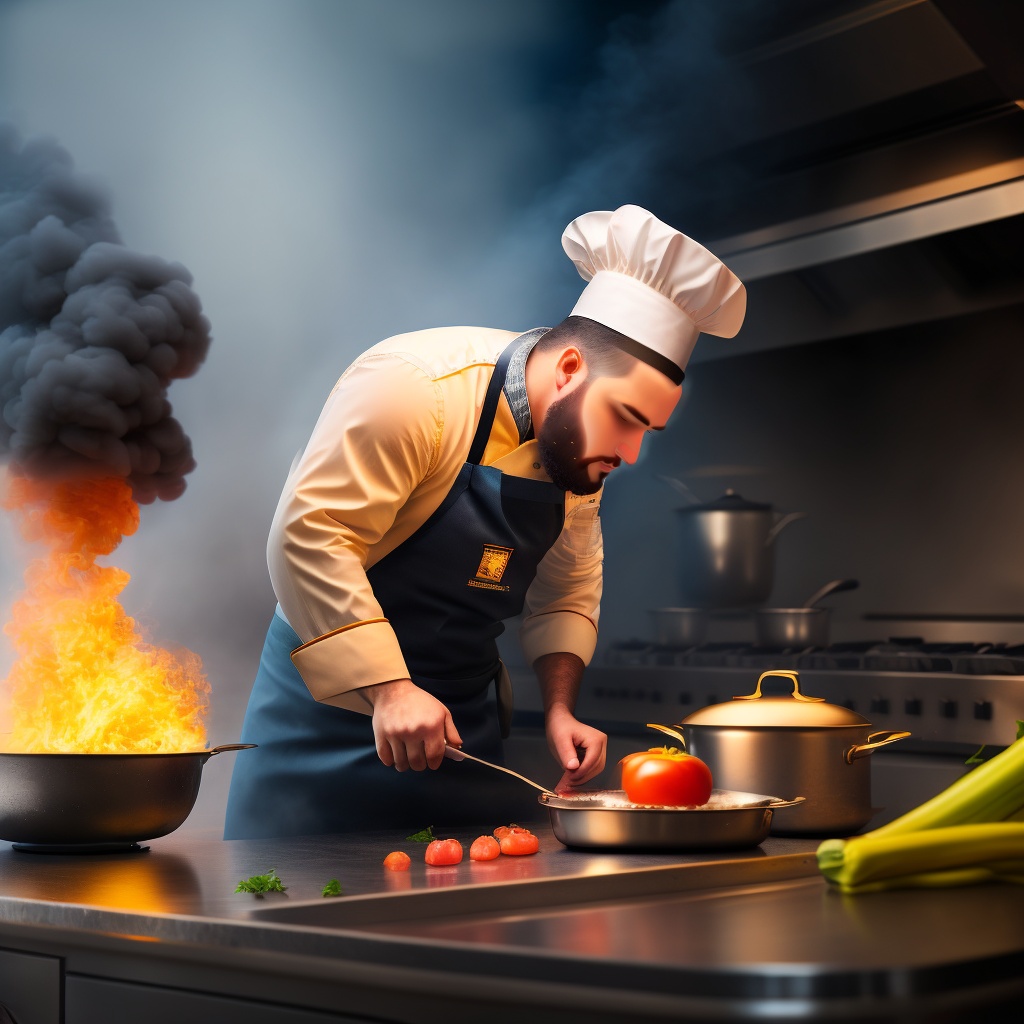 Lexica - Kitchen, macdonald, chef cooking turn back, fire, blur, morden ...