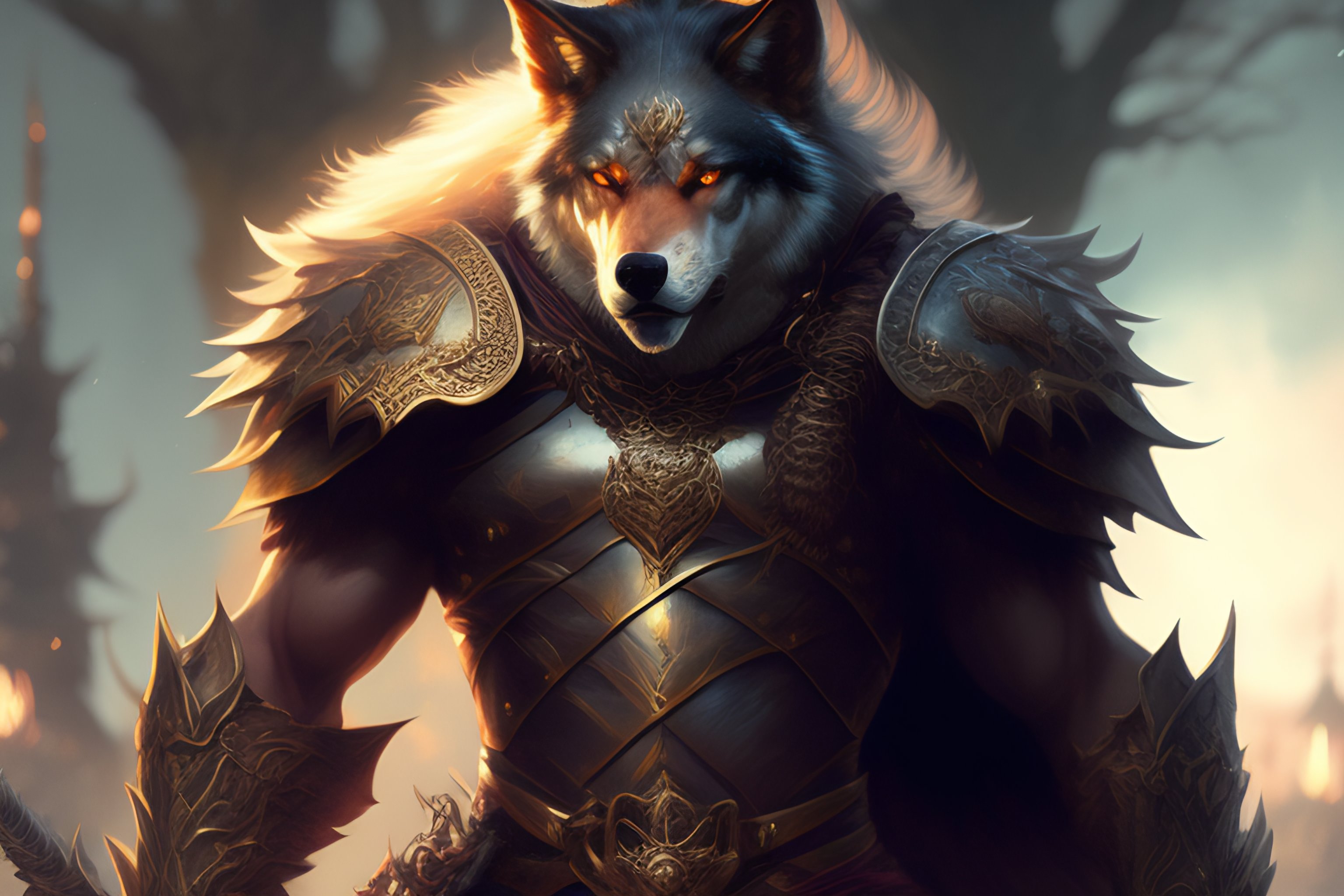 Lexica - Werewolf, beautiful detailed armor, magic roses, romantic ...