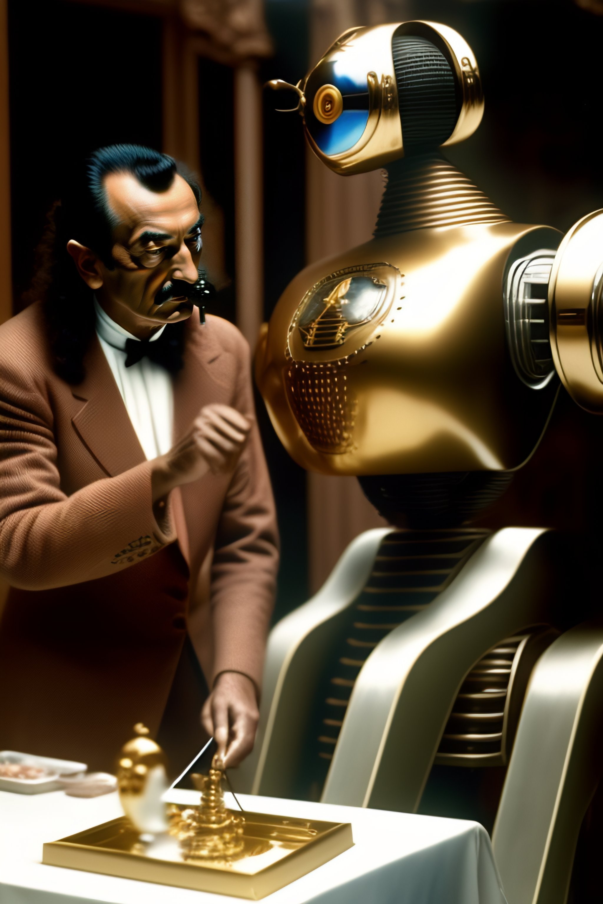 Lexica - Salvador Dali as a robot, he is painting a picture of another ...