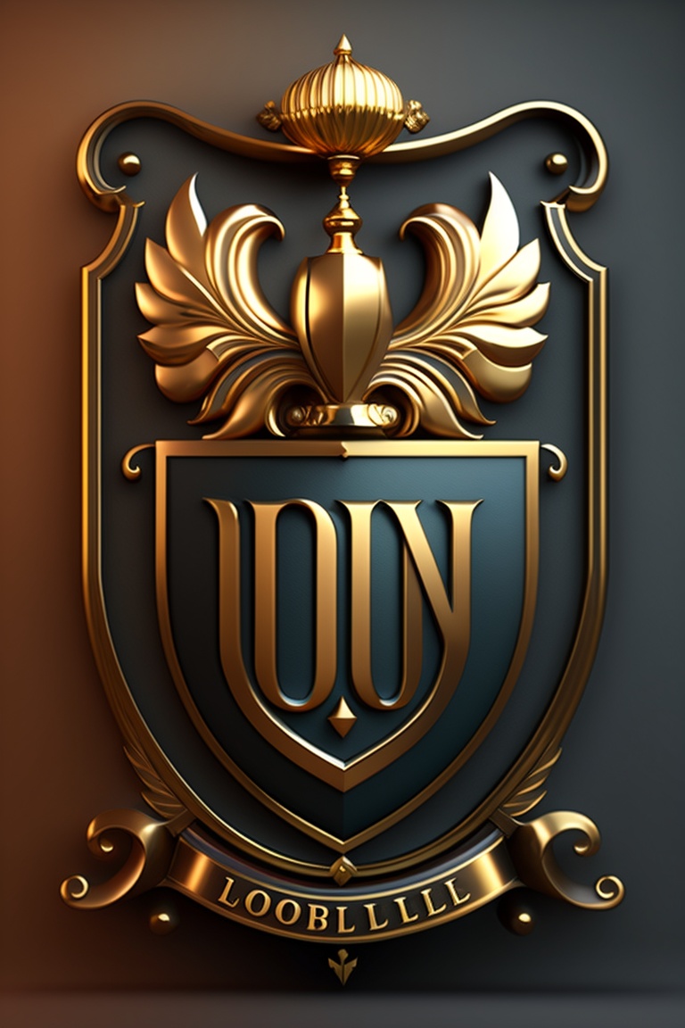 Lexica - Write Lord Noble, in 3d typography design, coat of arms, gold lion