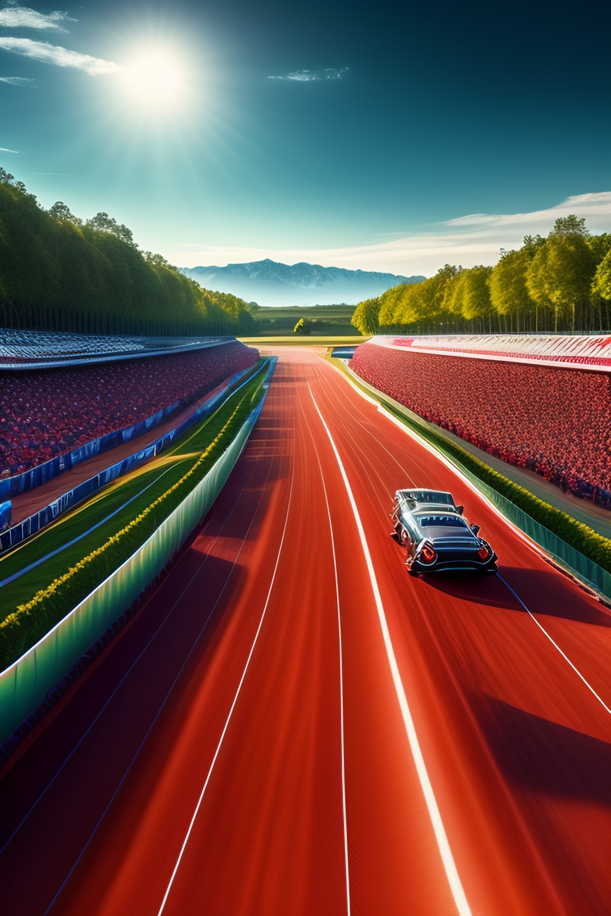 Lexica - A race at the starting line on a track of one hendred put