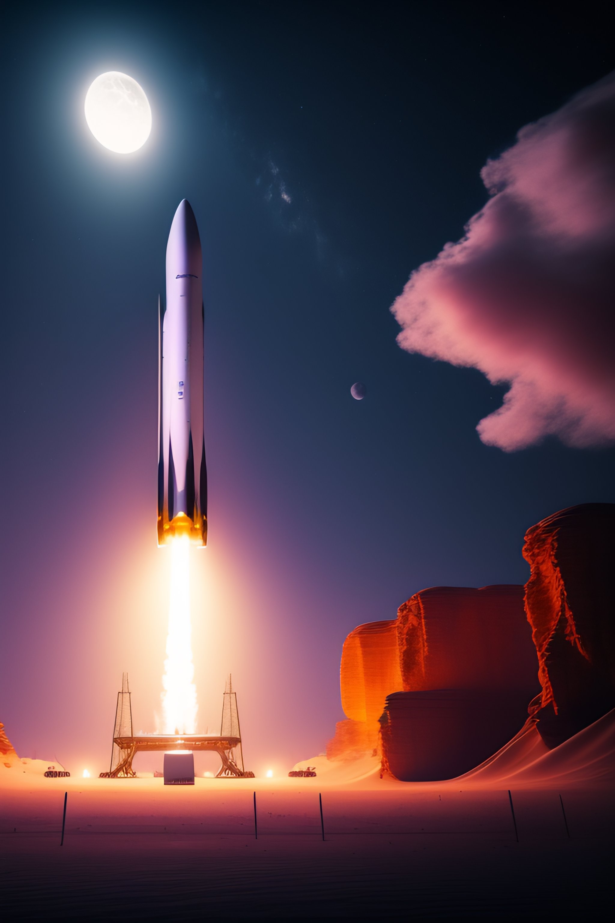 Lexica - 50mm Photograph of SpaceX starship designed by braun landed on ...