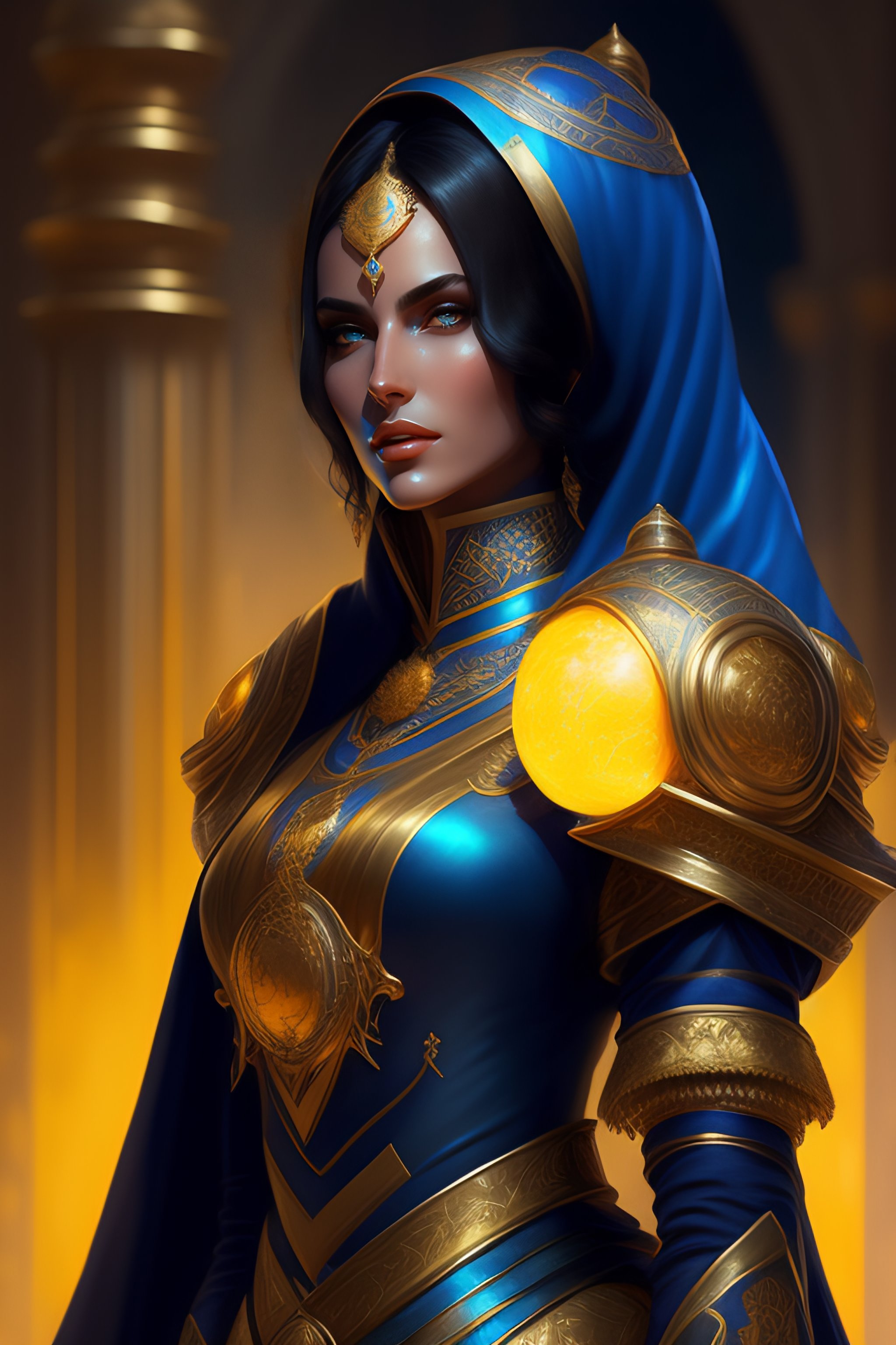 Lexica - Portrait of a middle - eastern robot cleric with straight ...