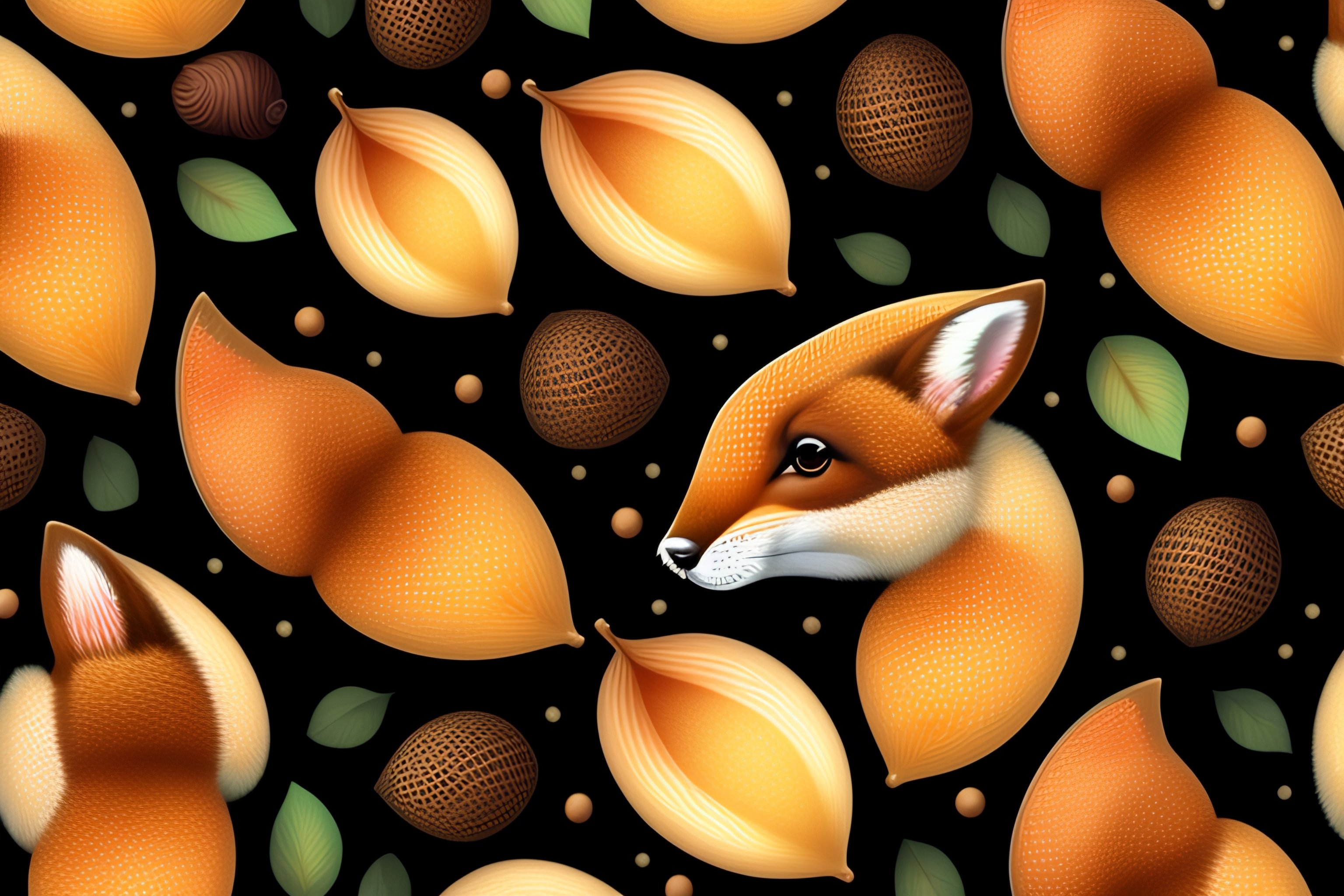 Lexica - Pattern of fox bunny acorns flat art