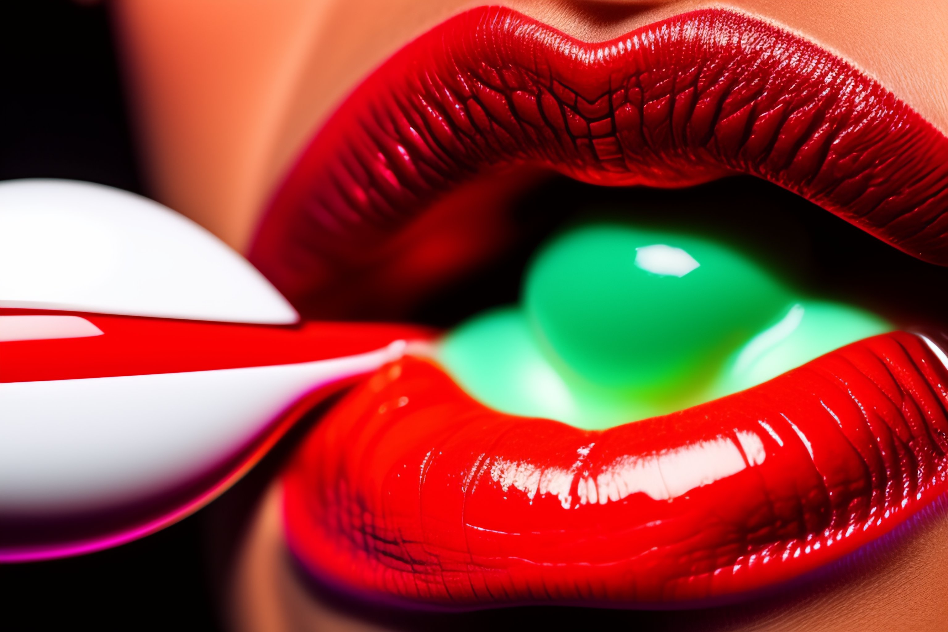 Lexica - Extrem closeuup ultramacro of female lips while Placing and ...