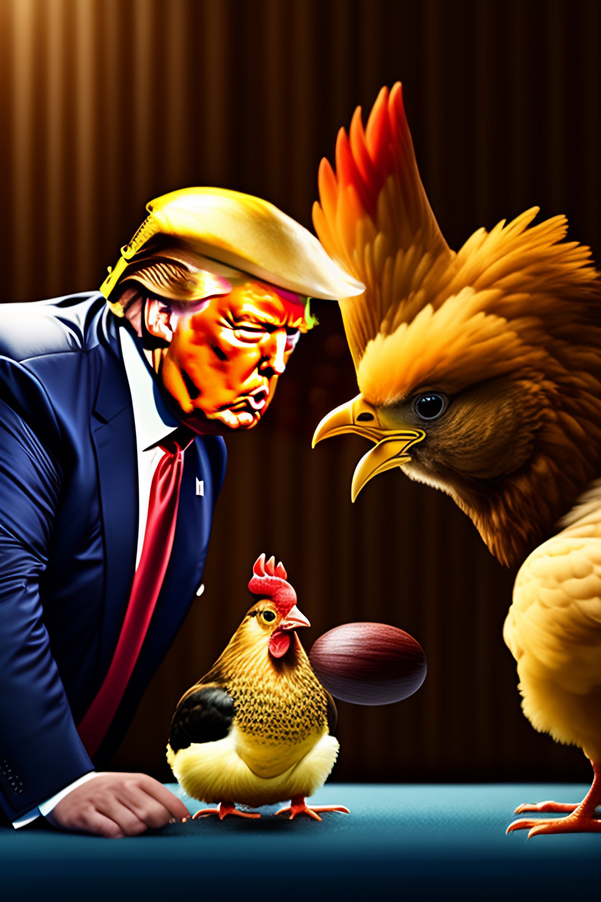 Lexica - Trump playing with chicken stick