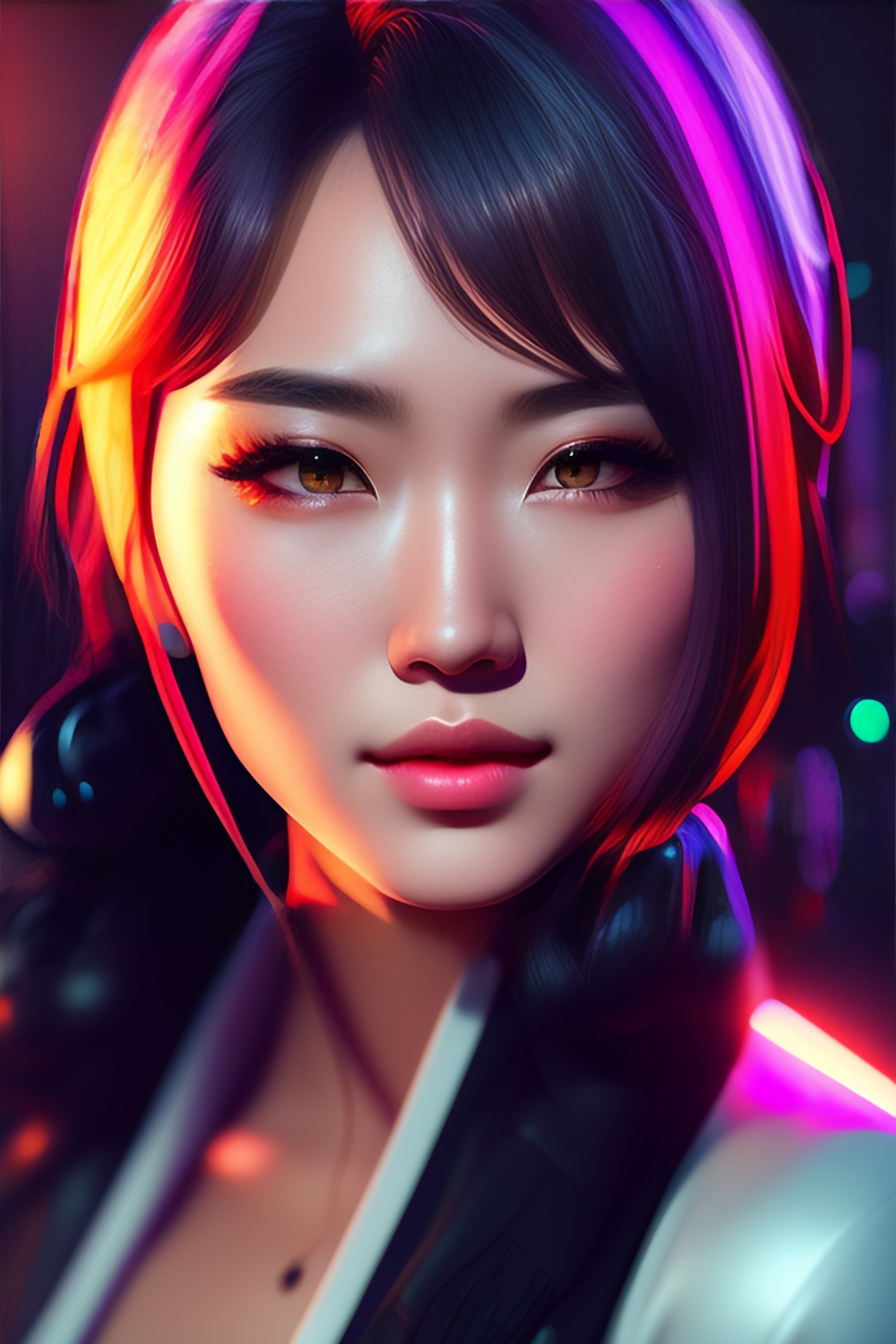 Lexica - Anime of girl, beautiful face, neon, anime, octane render, a ...