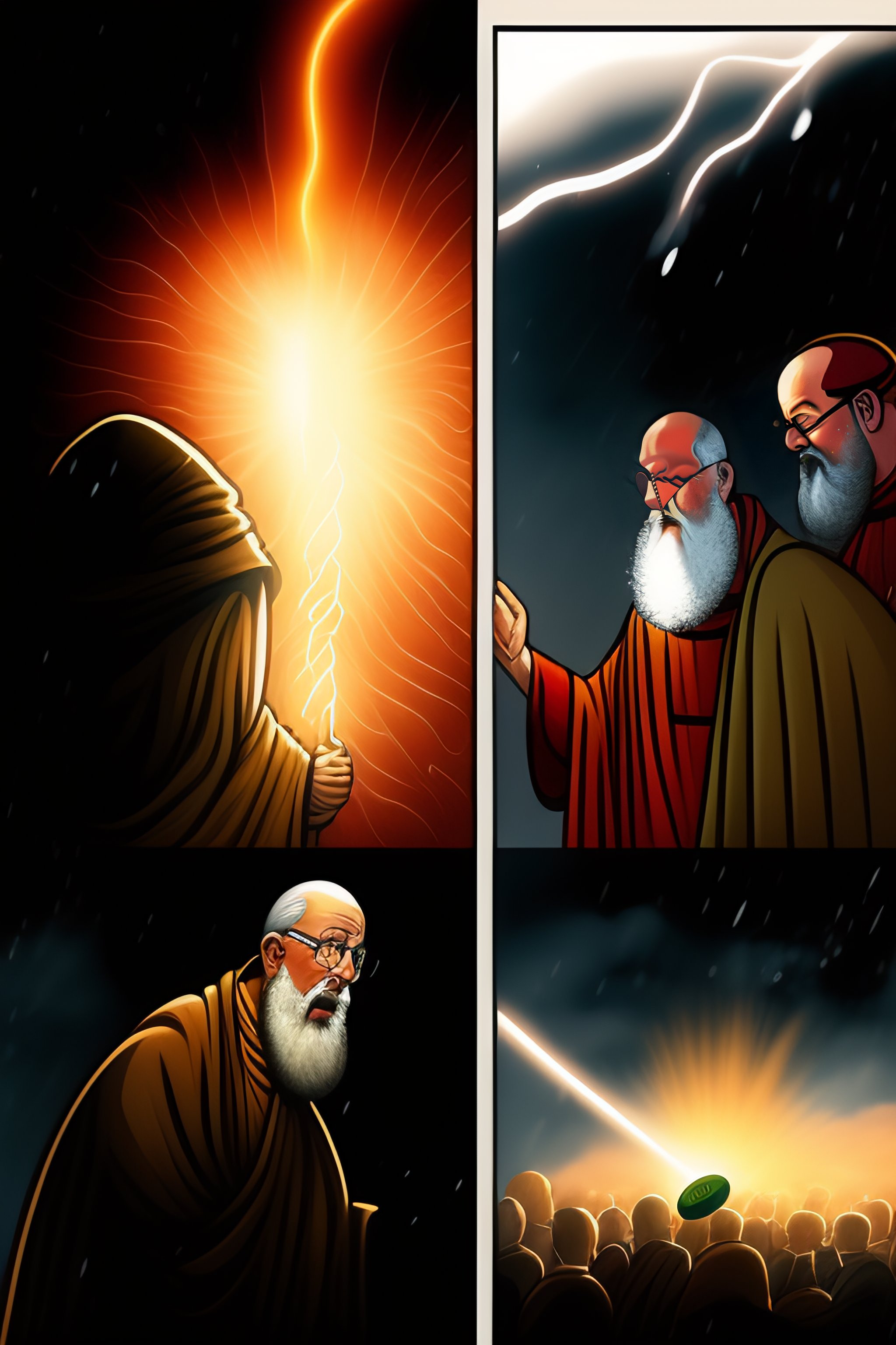 Lexica - Multipanel Cartoon Comic of catholic Monk being hit by ...