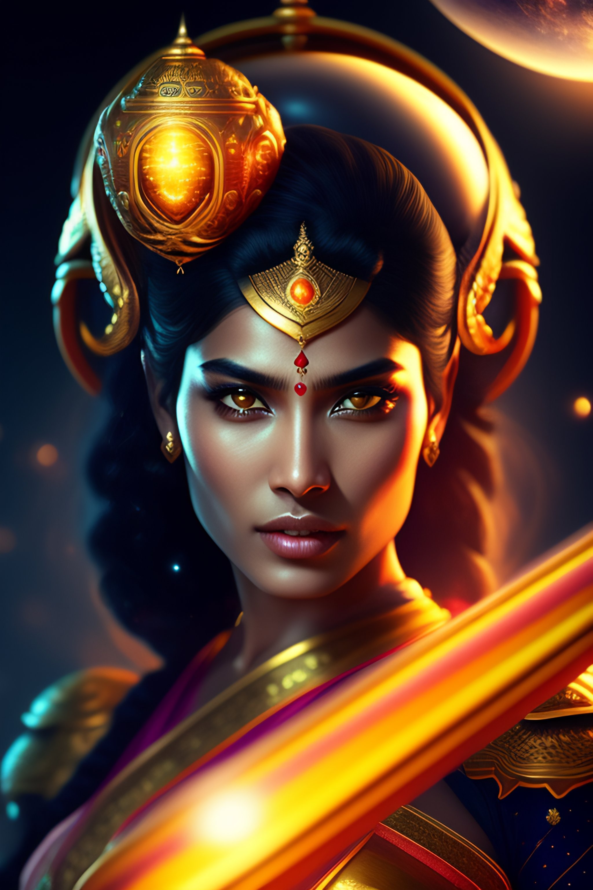 Lexica - Indian female goddes using her magic skull weapon cabel ...