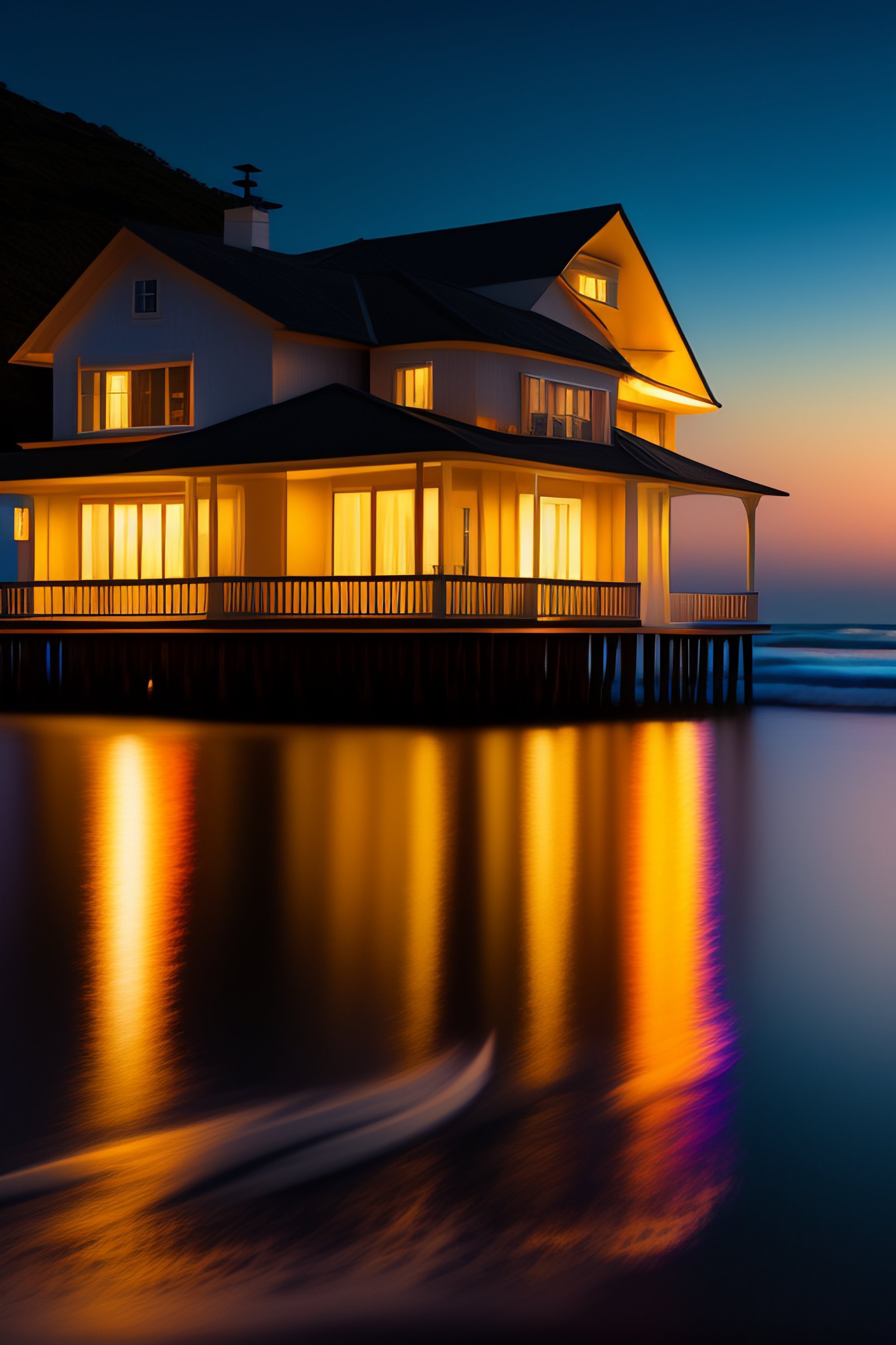 Lexica - House on ocean at night