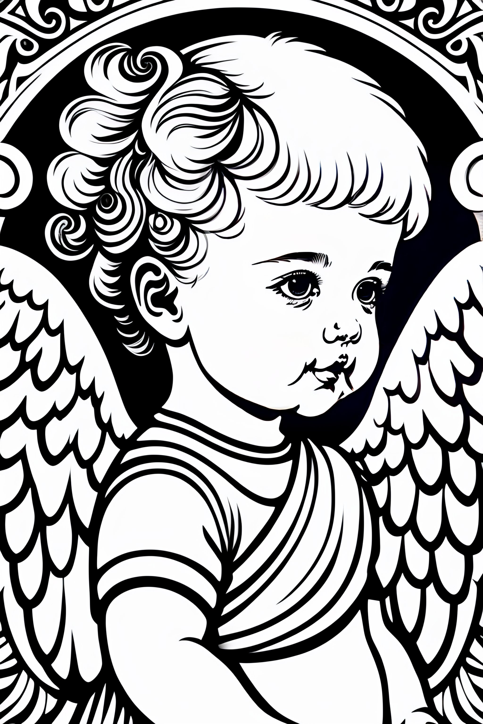 Baby Angel Clipart Black And White