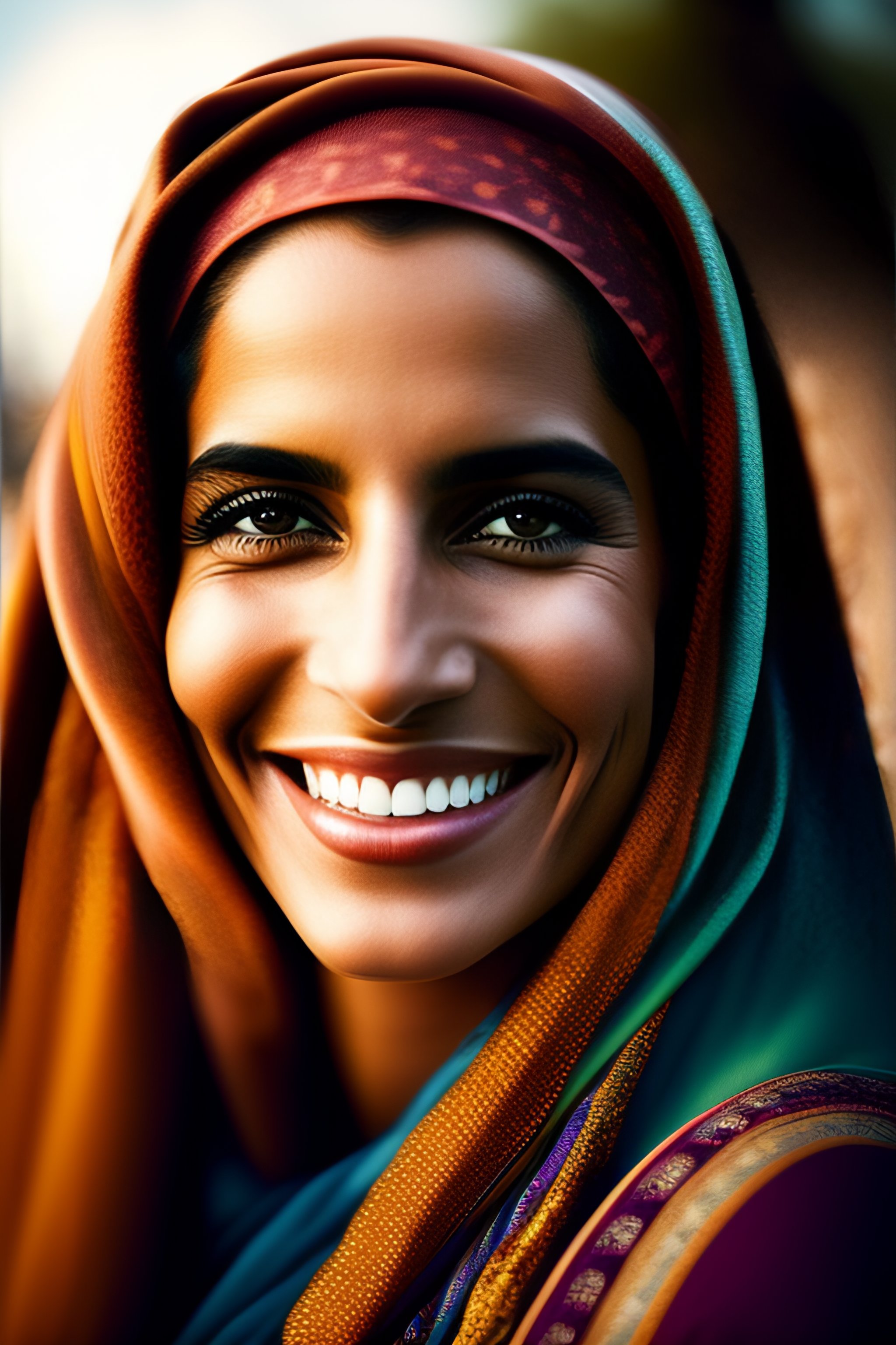 Lexica - Outdoor photography of a happy, saudi-arabian beautiful woman ...