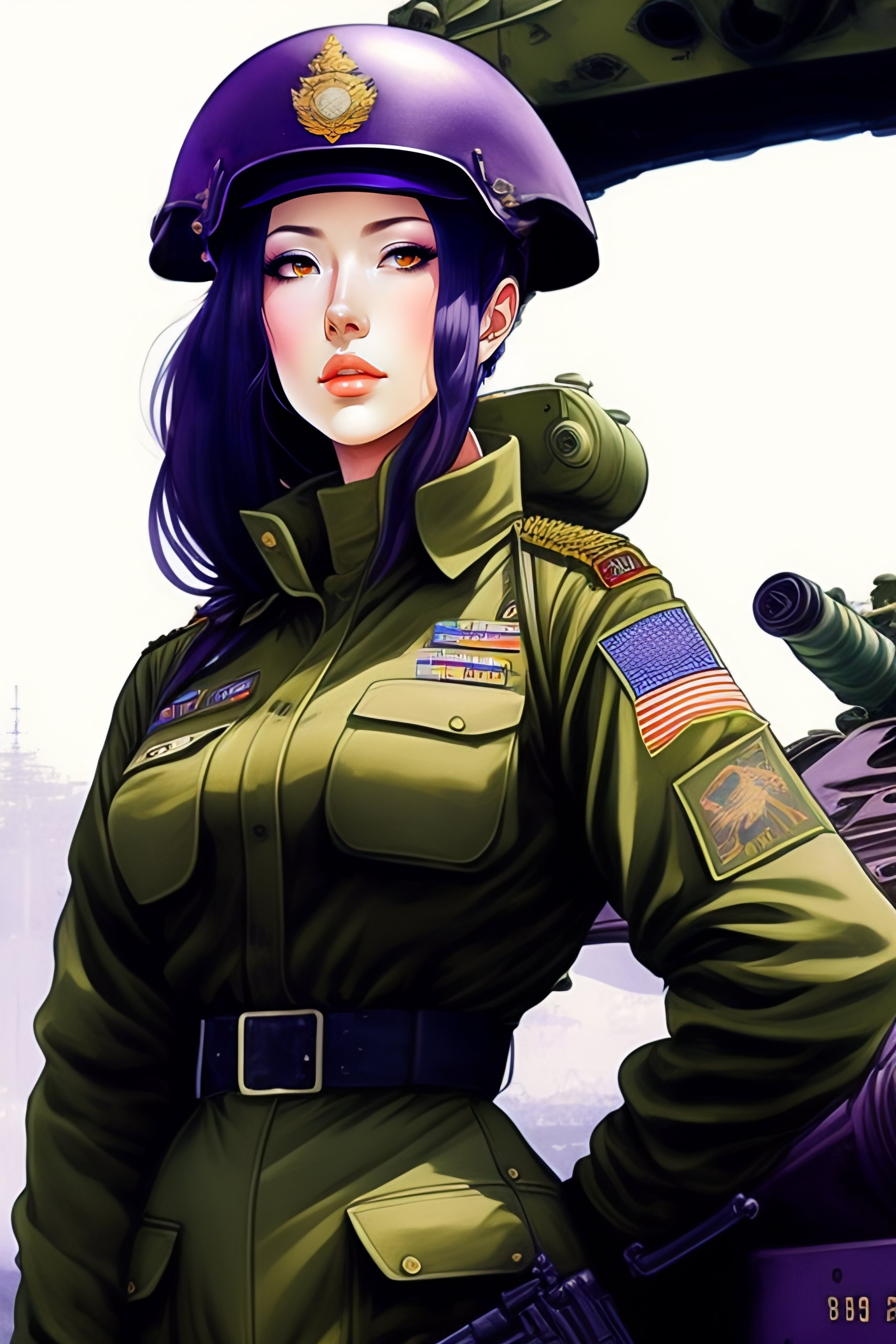 Lexica - Vintage 90's military female officer in anime style. world war ...