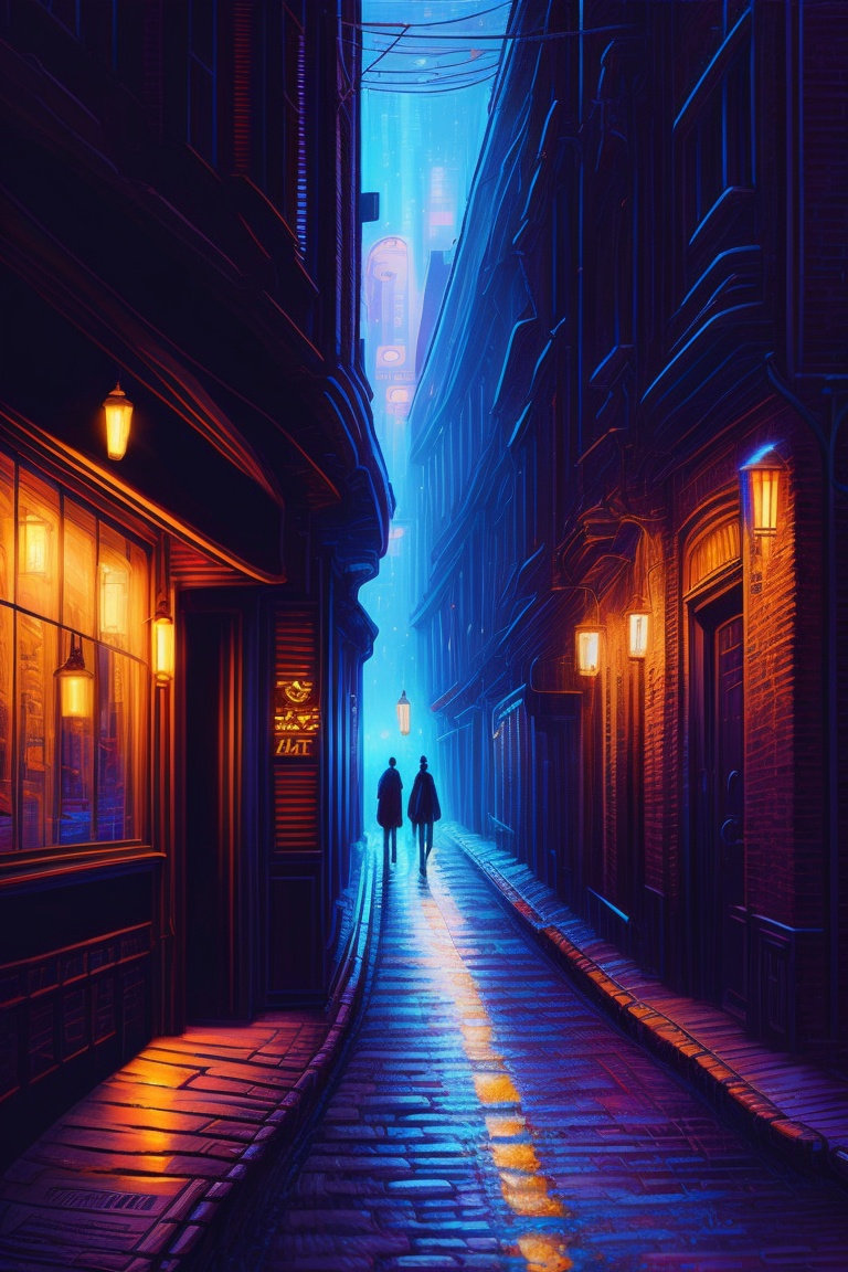 Comic Dark Alleyway At Night
