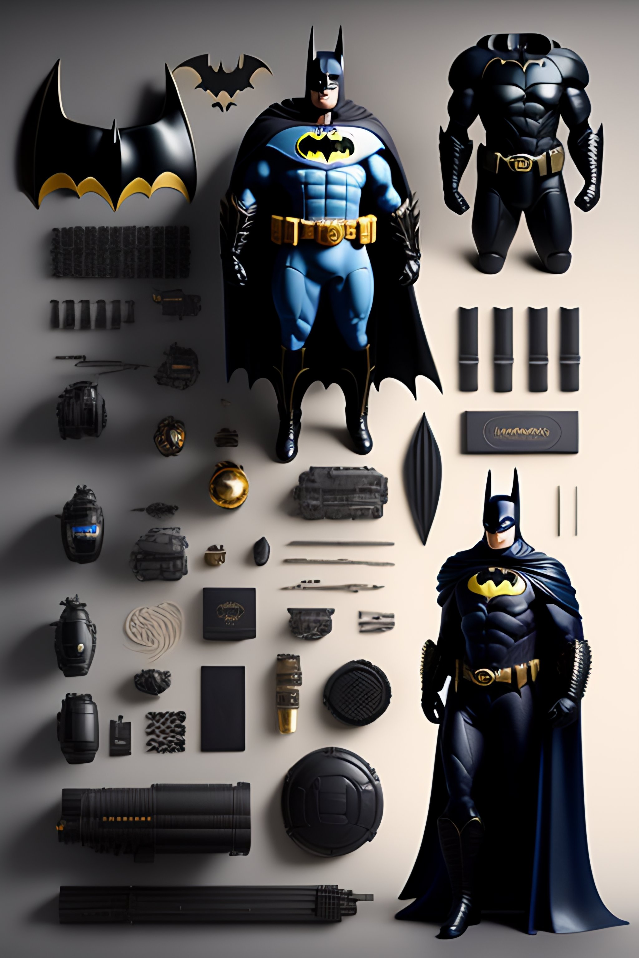 Lexica - Batman, Costumes and props, Knolling, Knolling layout ...