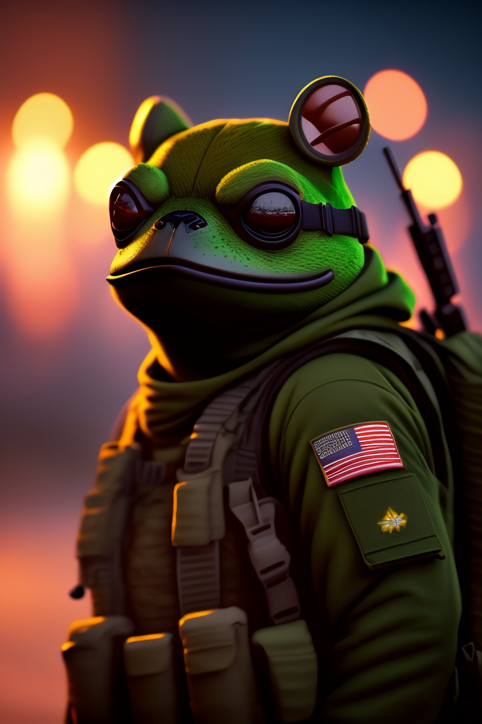 Lexica - An exhausted pepe the frog at the frontlines in the army at ...