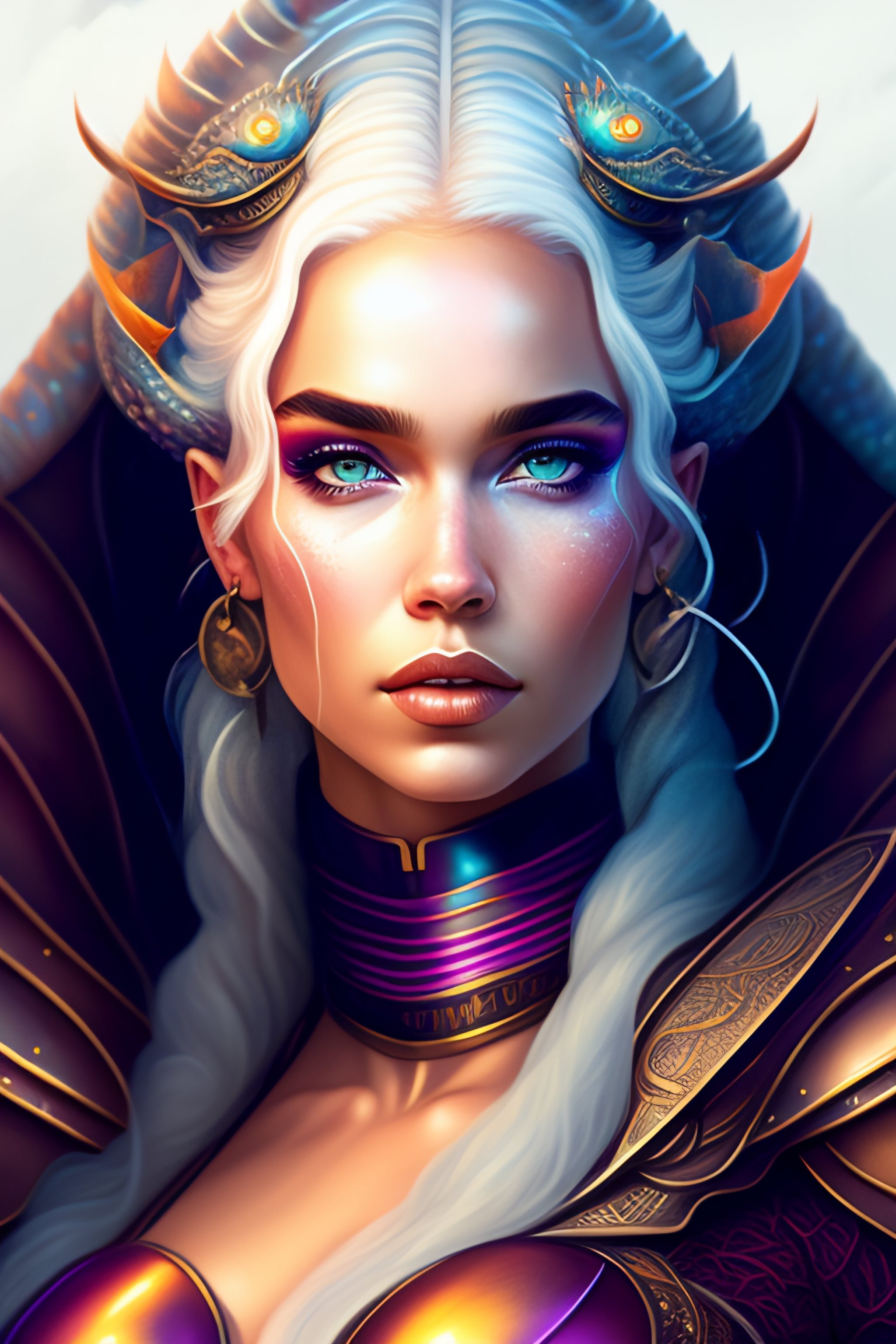 Lexica - Lofi biopunk portrait daenerys targaryen with three dragons ...