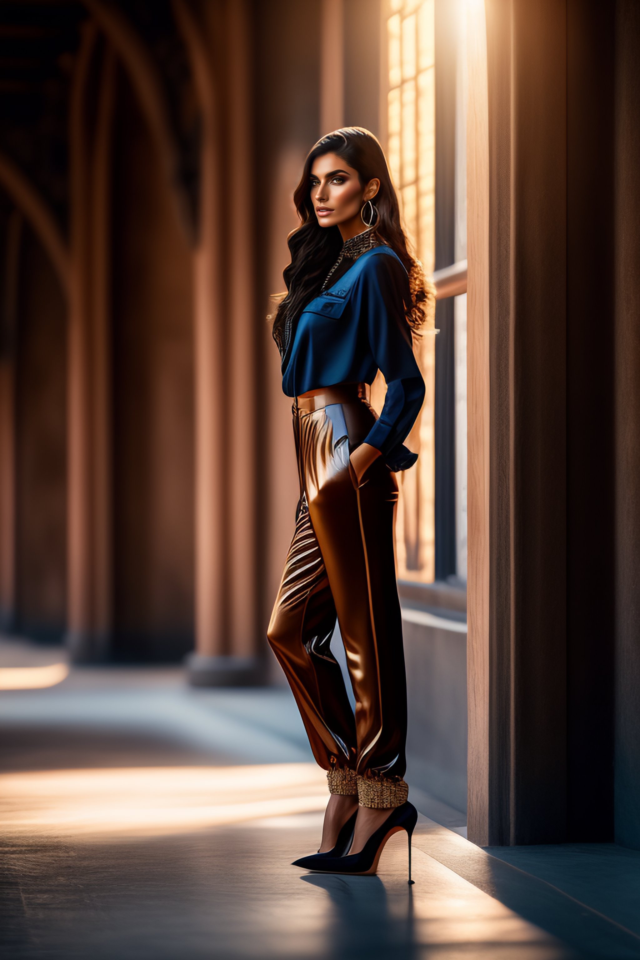 Lexica - Studio Portrait of beautiful brunette spanish model wearing ...