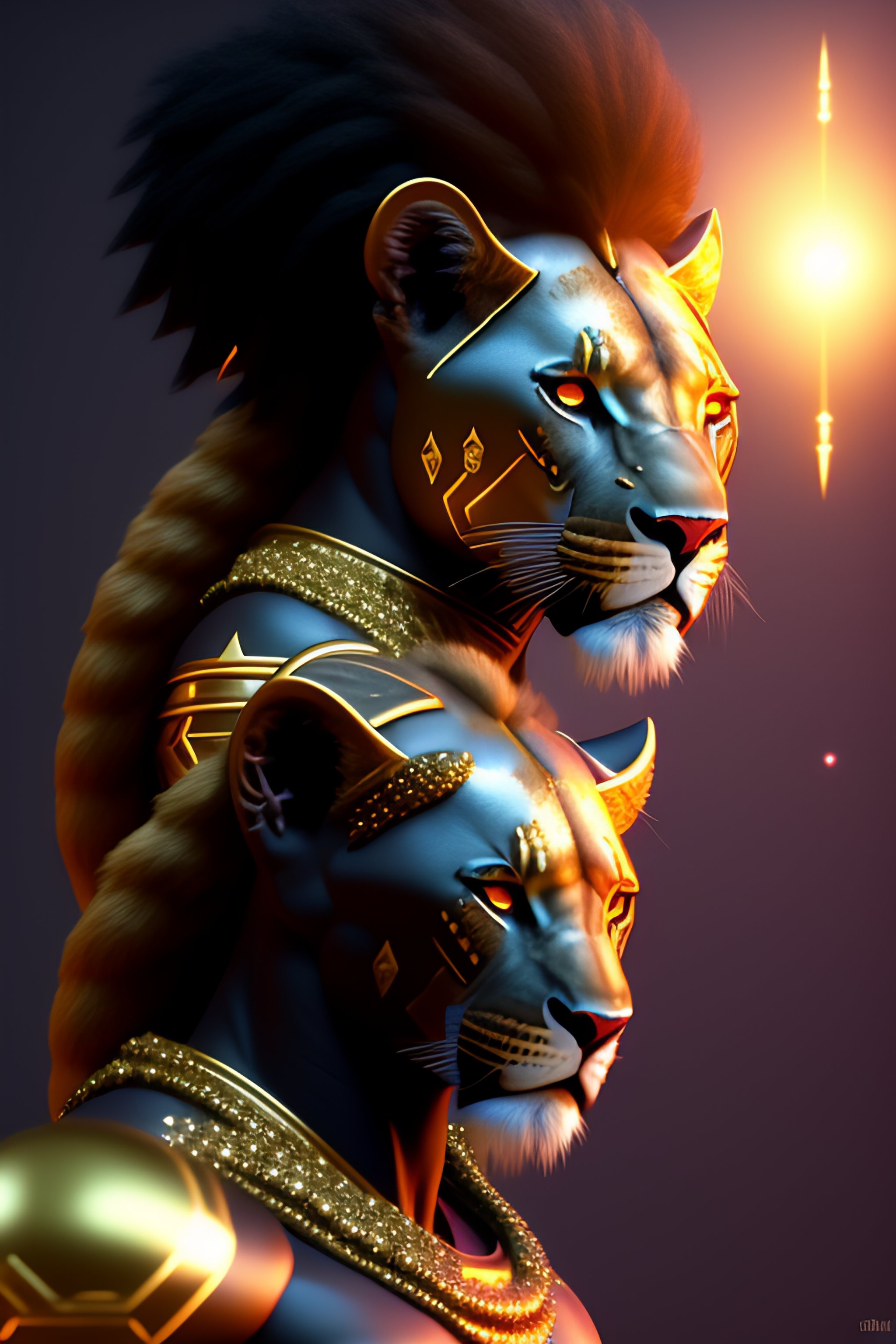 Lexica - 3d render of zodiac sign leo as a sabertooth lion humanoid ...