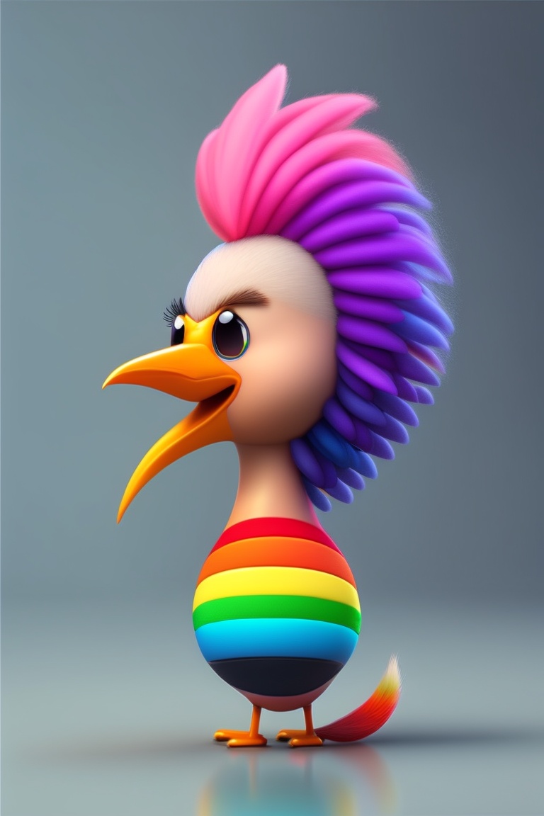 Lexica - Cartoon, chicken, rainbow mohawk