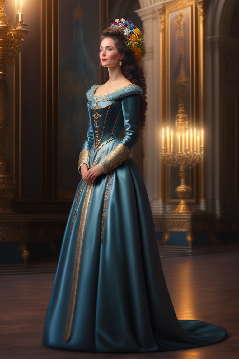Lexica - Oil painting style, candlelit, a noblewoman in French Baroque ...