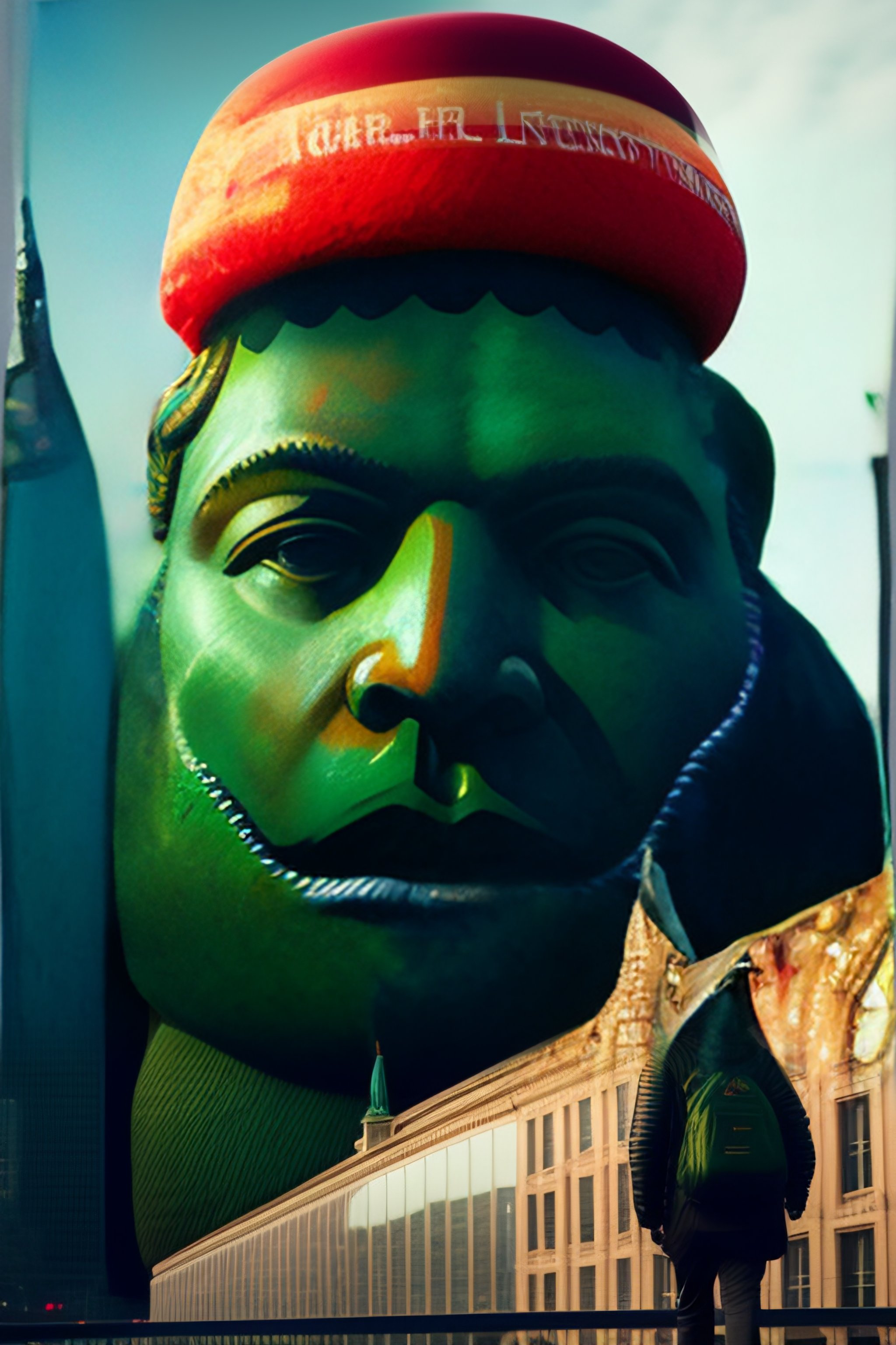 Lexica - Giant monster with the face of the statue of liberty walking ...