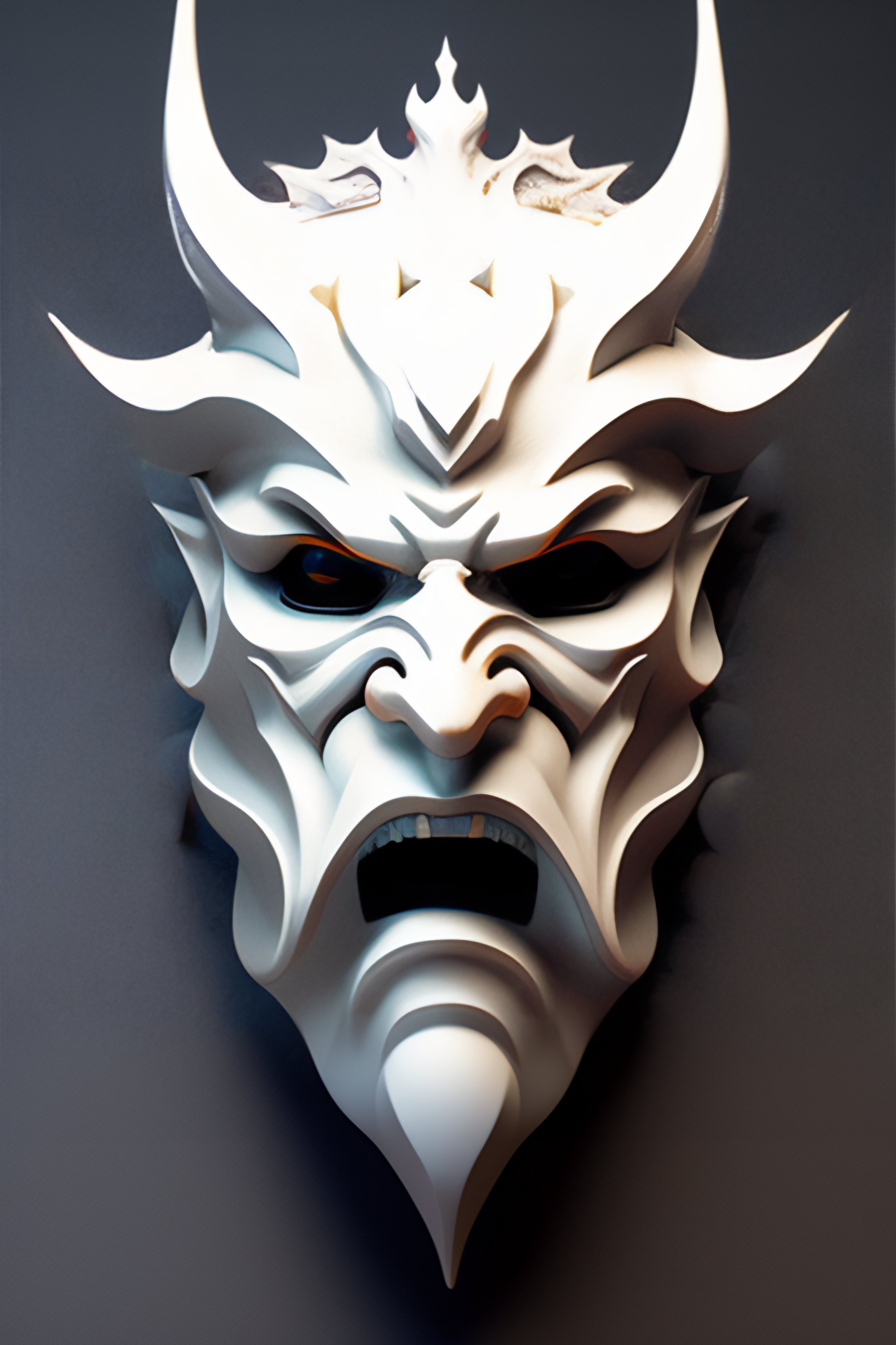 Lexica - Cyberpunk oni mask, gaudi, white