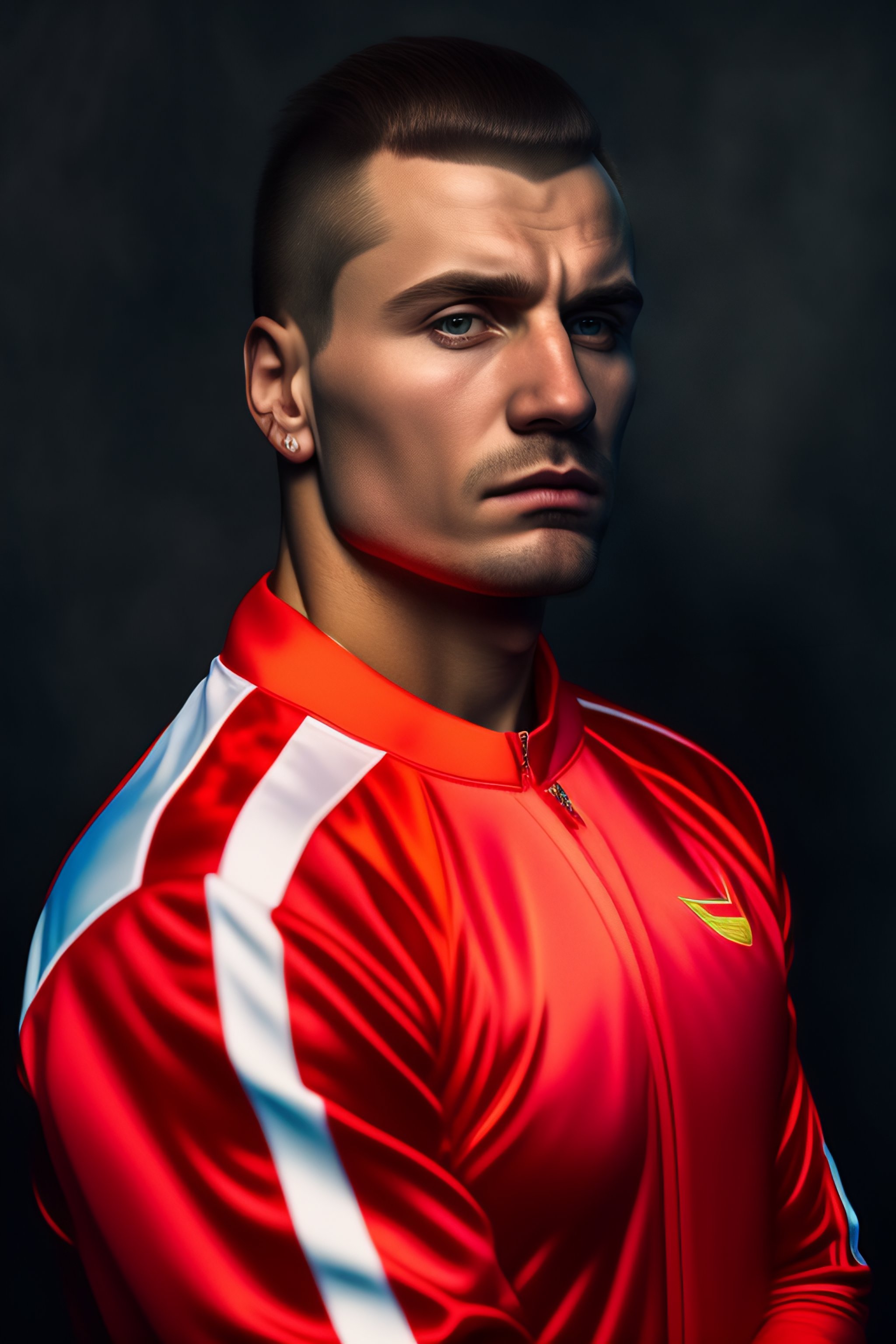 Lexica - Portrait of a russian guy in a tracksuit grumpy and dumb short ...