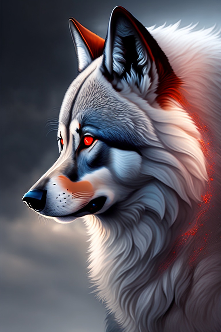 Lexica - Good wolf and bad wolf facing each other, good wolf is white ...