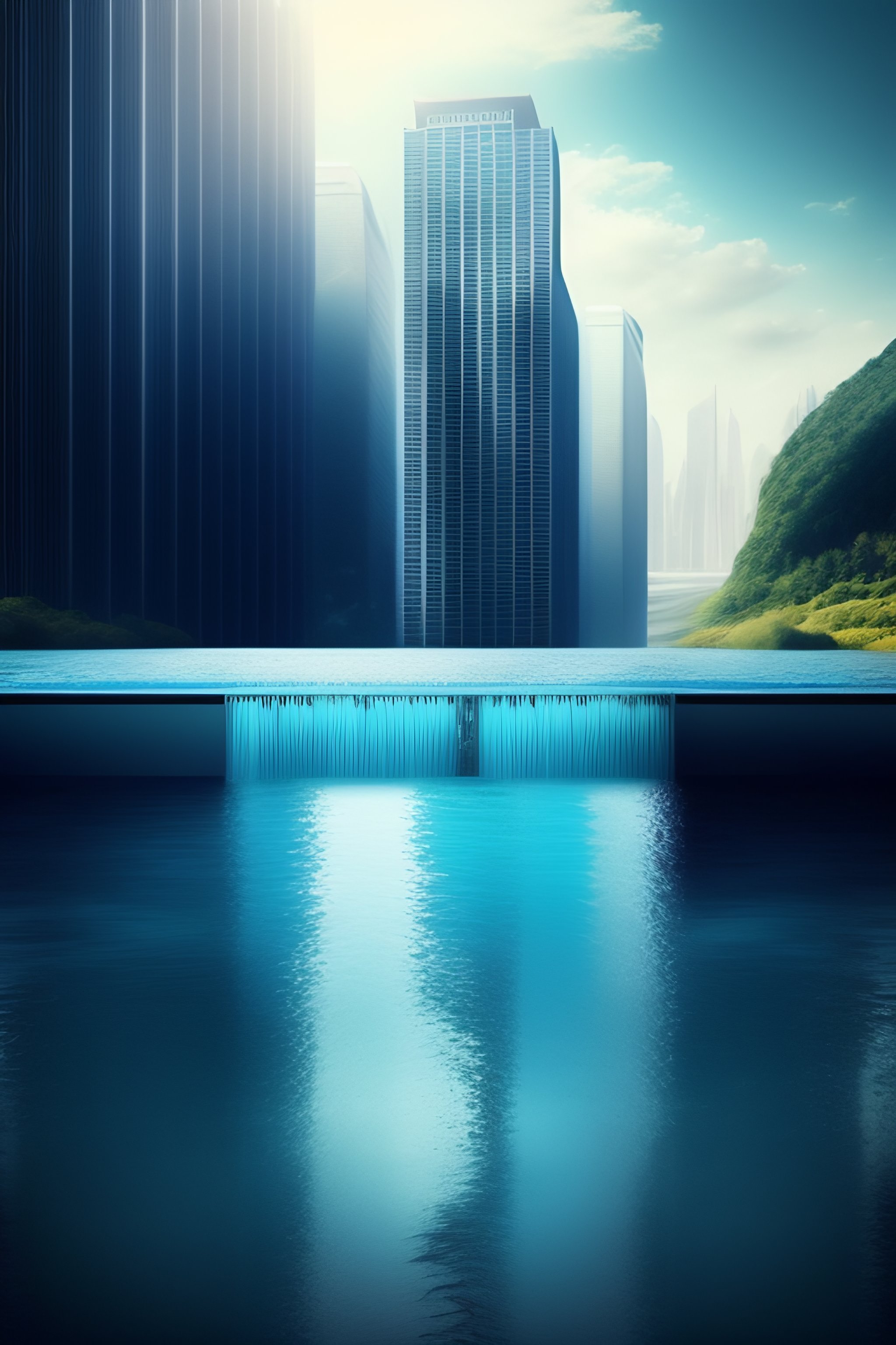 Lexica - Dam cracked, massive blue water flooding, flooded office ...