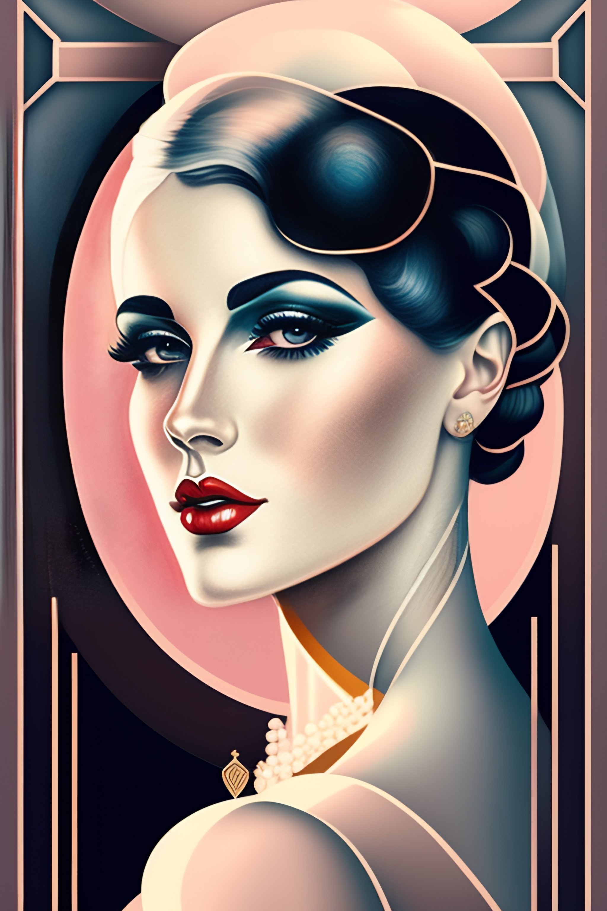 Lexica - Drawing of a stunning feminine 1920s woman, muted and subtle ...