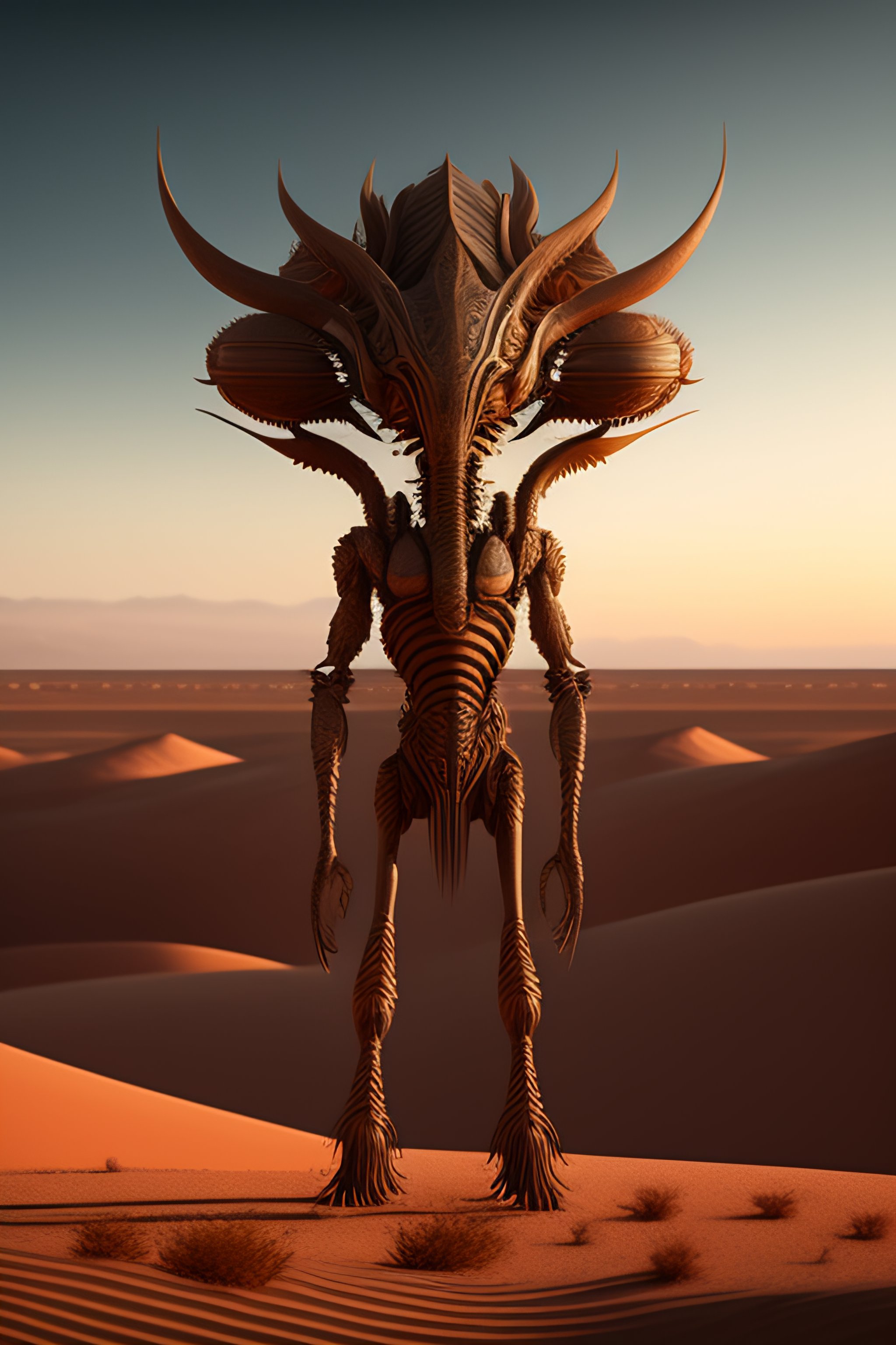 Lexica - A weathered 4 armed kasatha alien on a desert planet