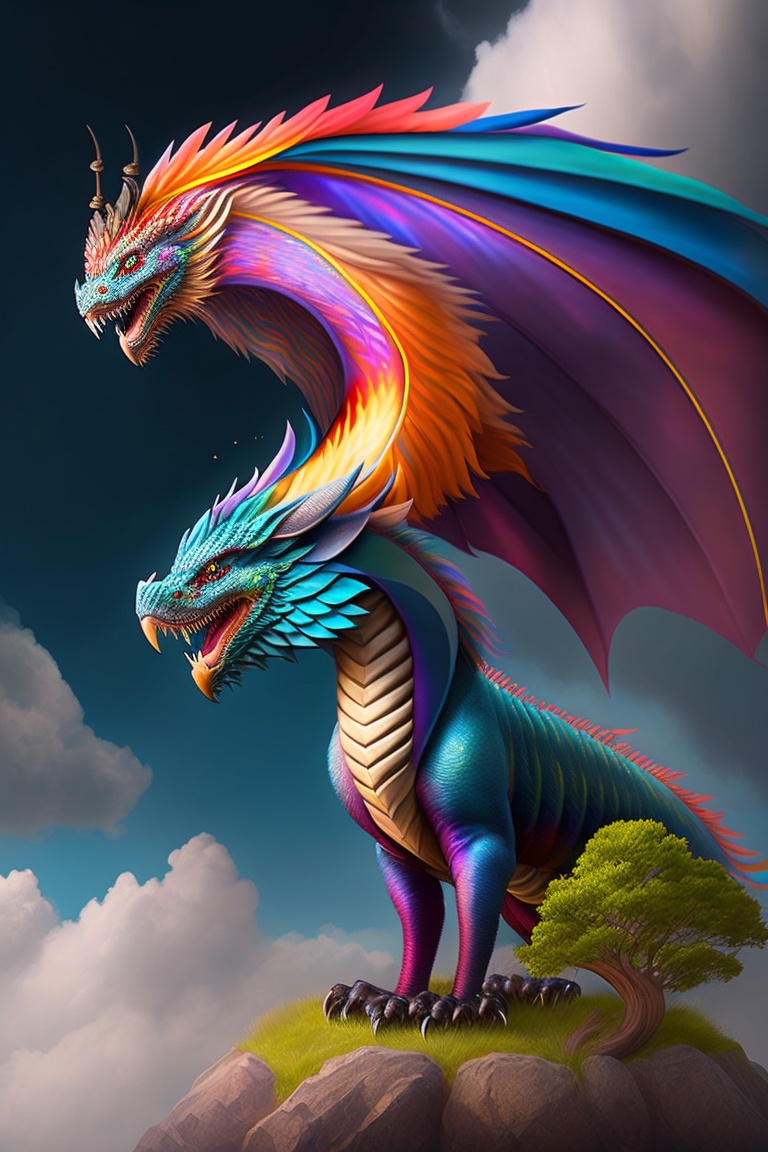 Lexica - A majestic dragon with vibrant, iridescent scales soaring ...