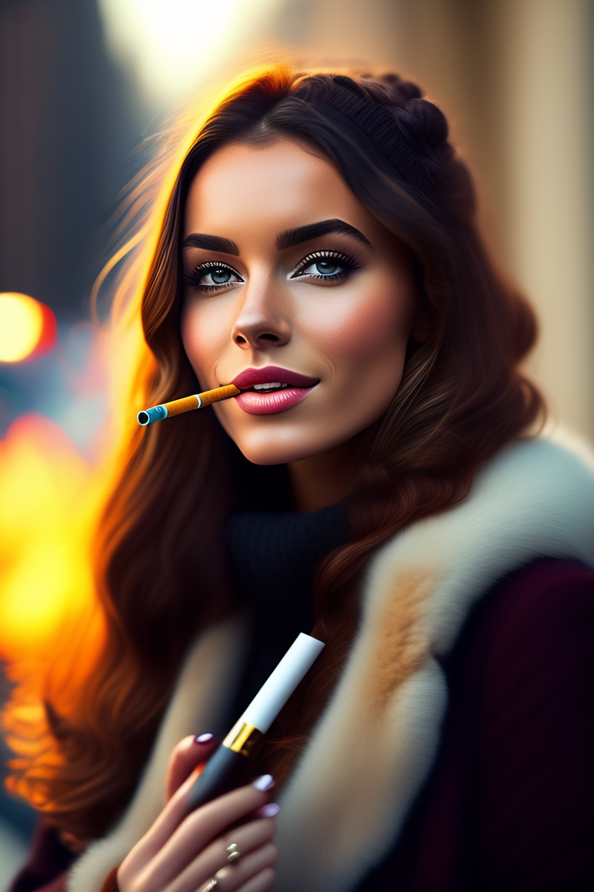 Lexica - Cute girl smoking a cigarette