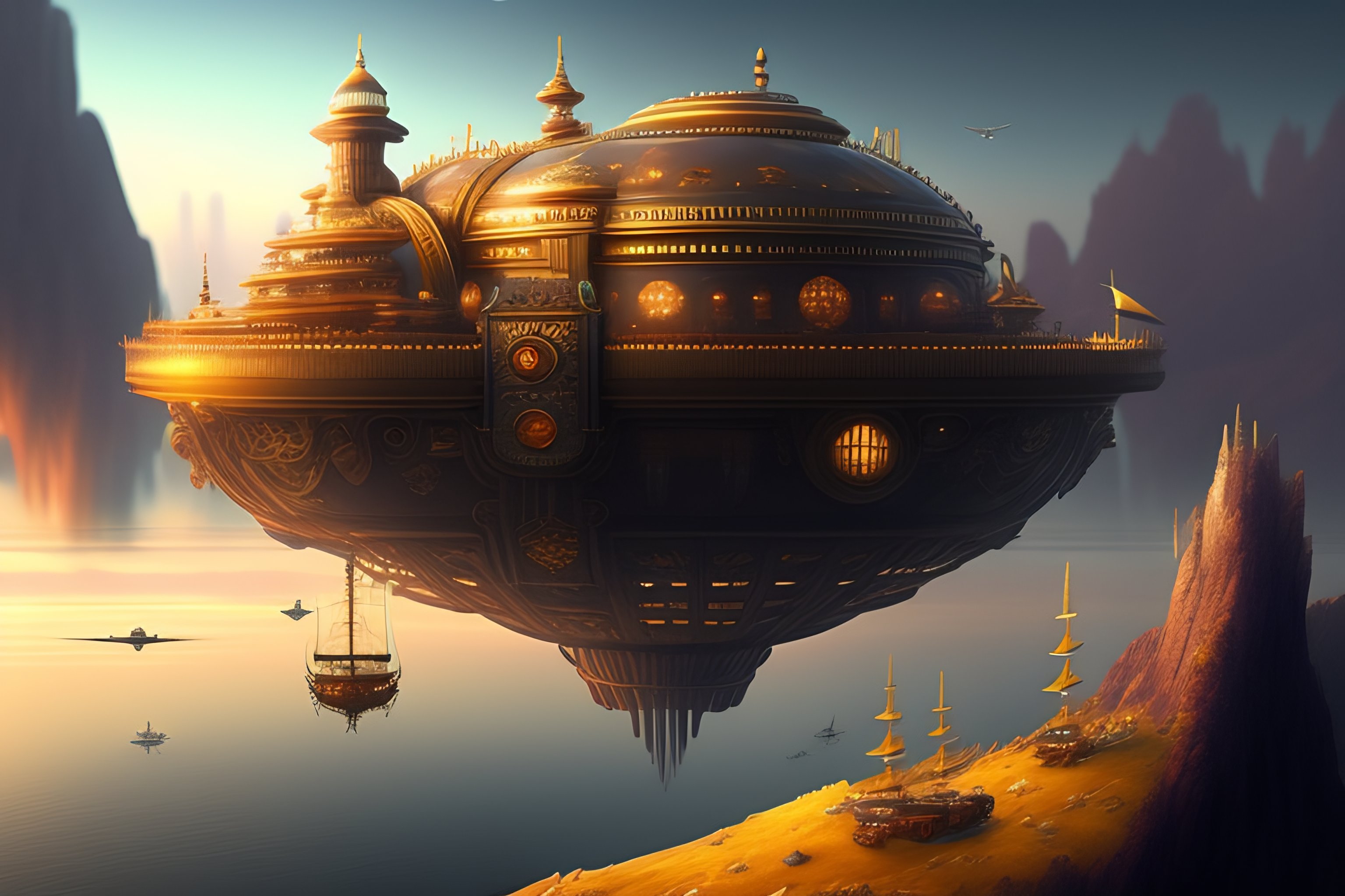 Steampunk Flying City