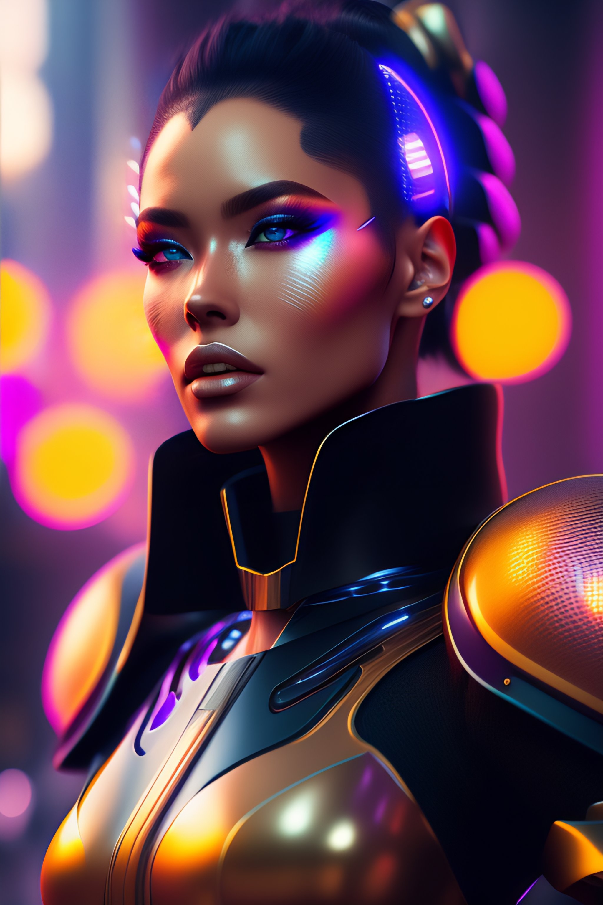 Lexica - Beautiful female cyborg wearing futuristic cyberpunk fashion ...
