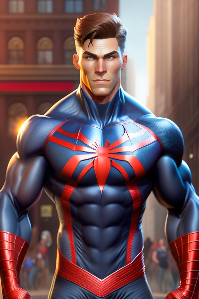 Lexica - A realistic, detailed Spider-Man with a bulky physique ...