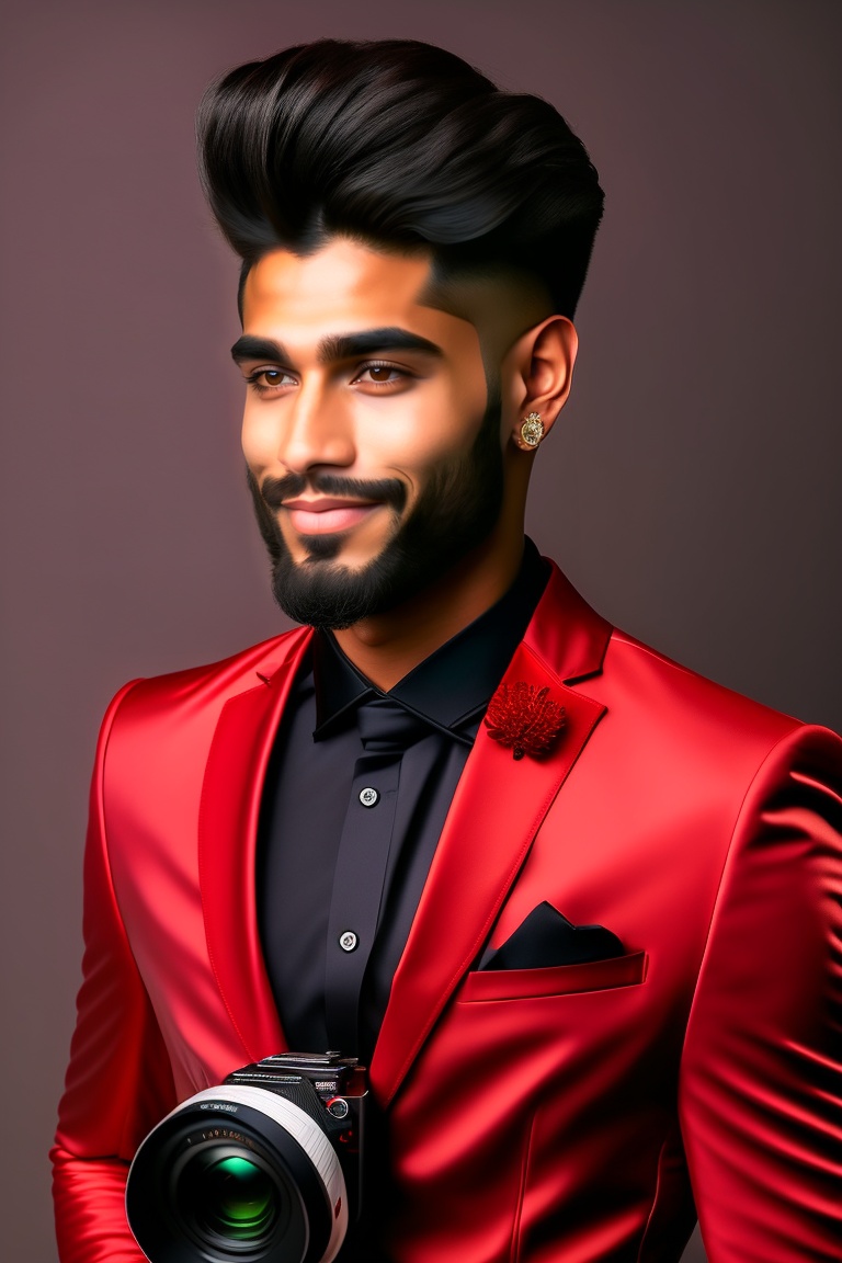 Lexica - Indian man 24 year old with his camera side fade hair normal ...