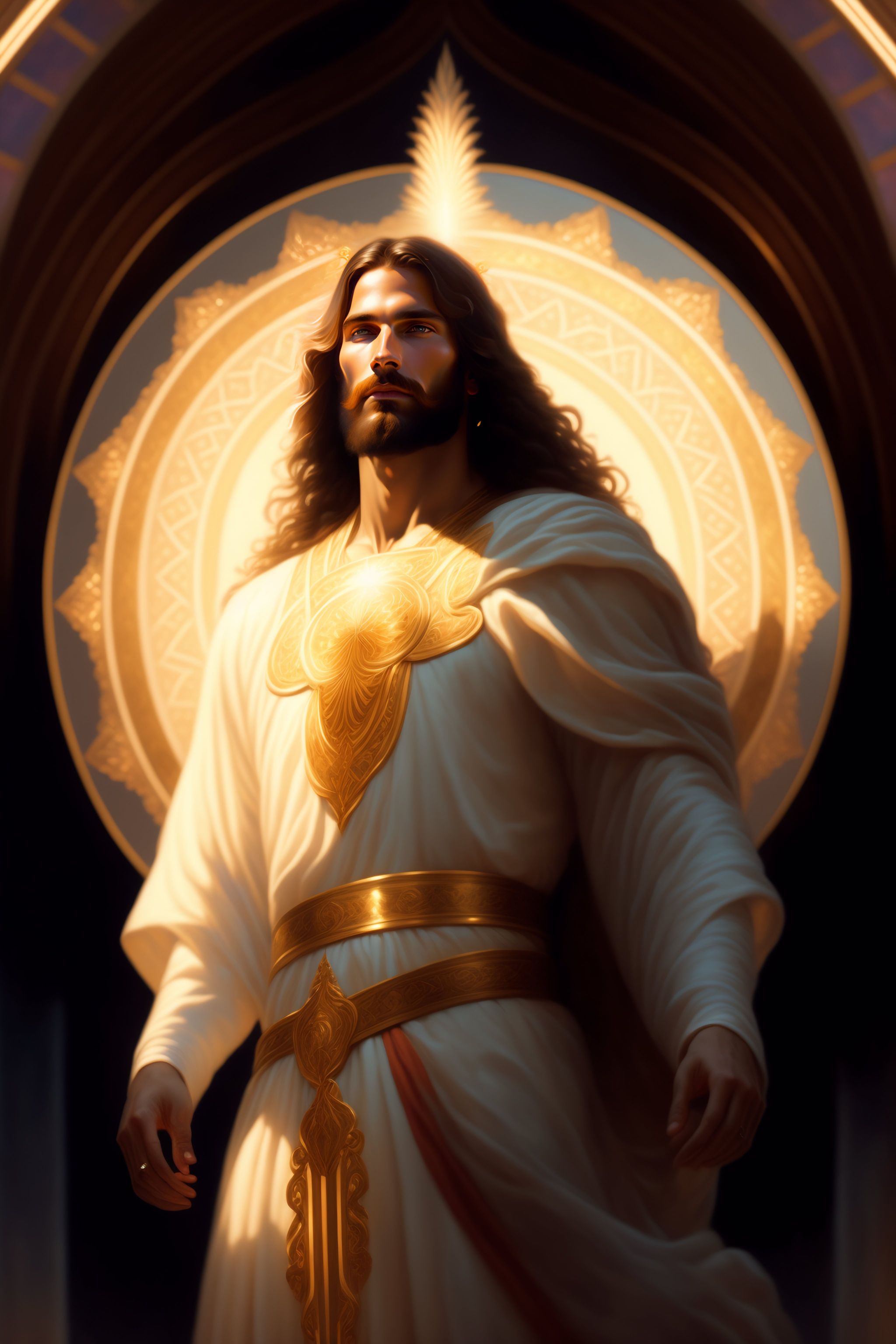 Lexica - Jesus Christ ascending to heaven, divine light, ethereal, back ...