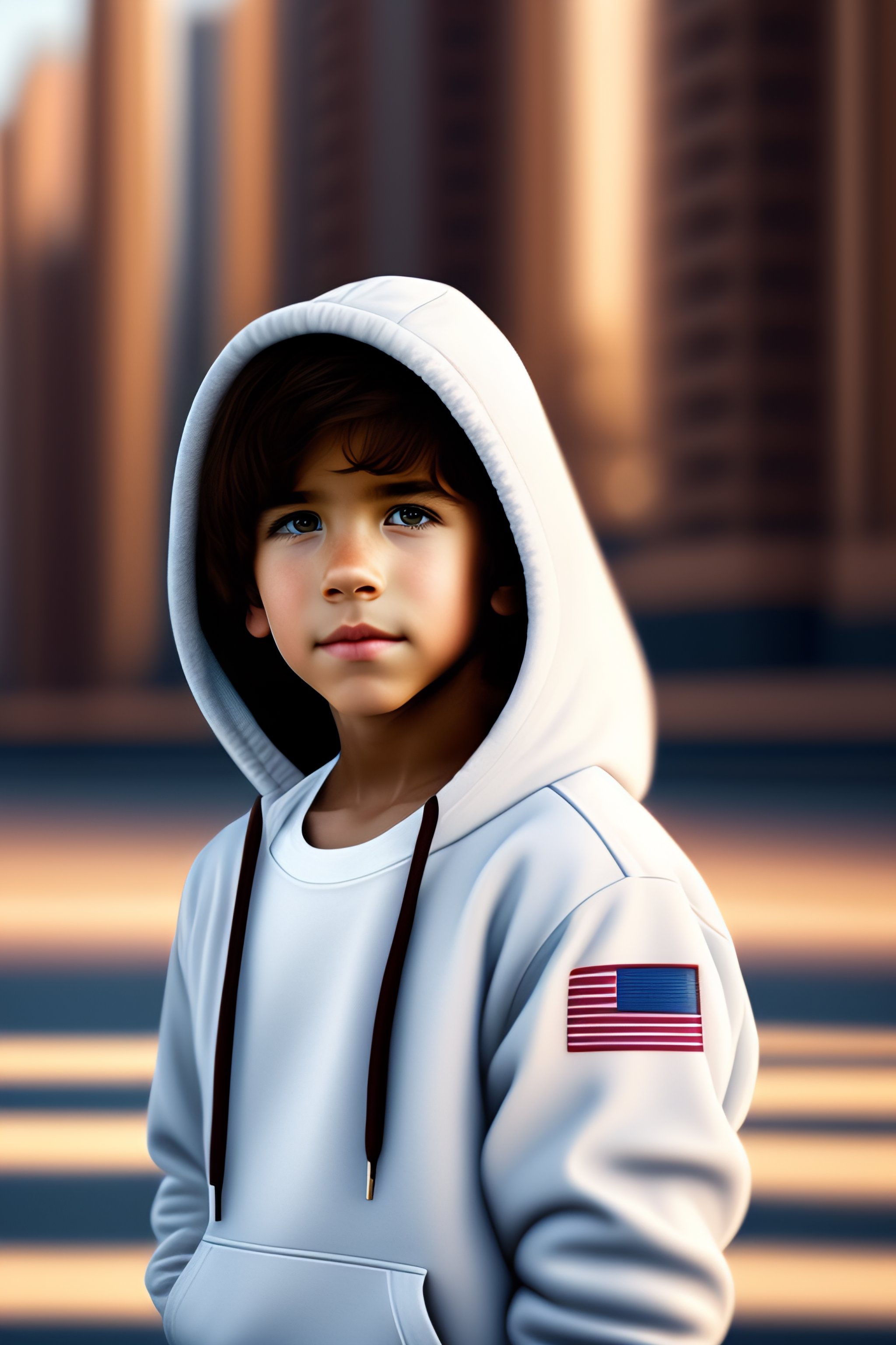 Lexica - Kid, brown hair, brown eyes, looking mid front to the horizon ...