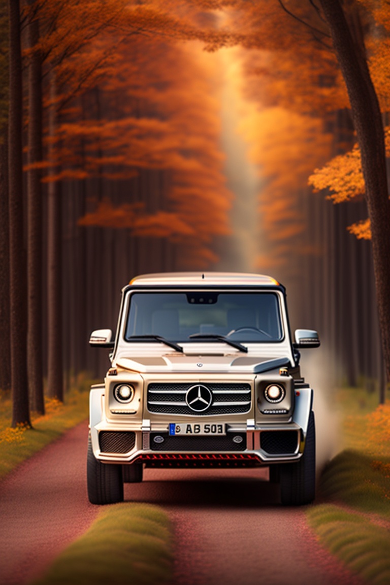 Lexica - Photo of Benz G Class car in beautiful nature, horizontal